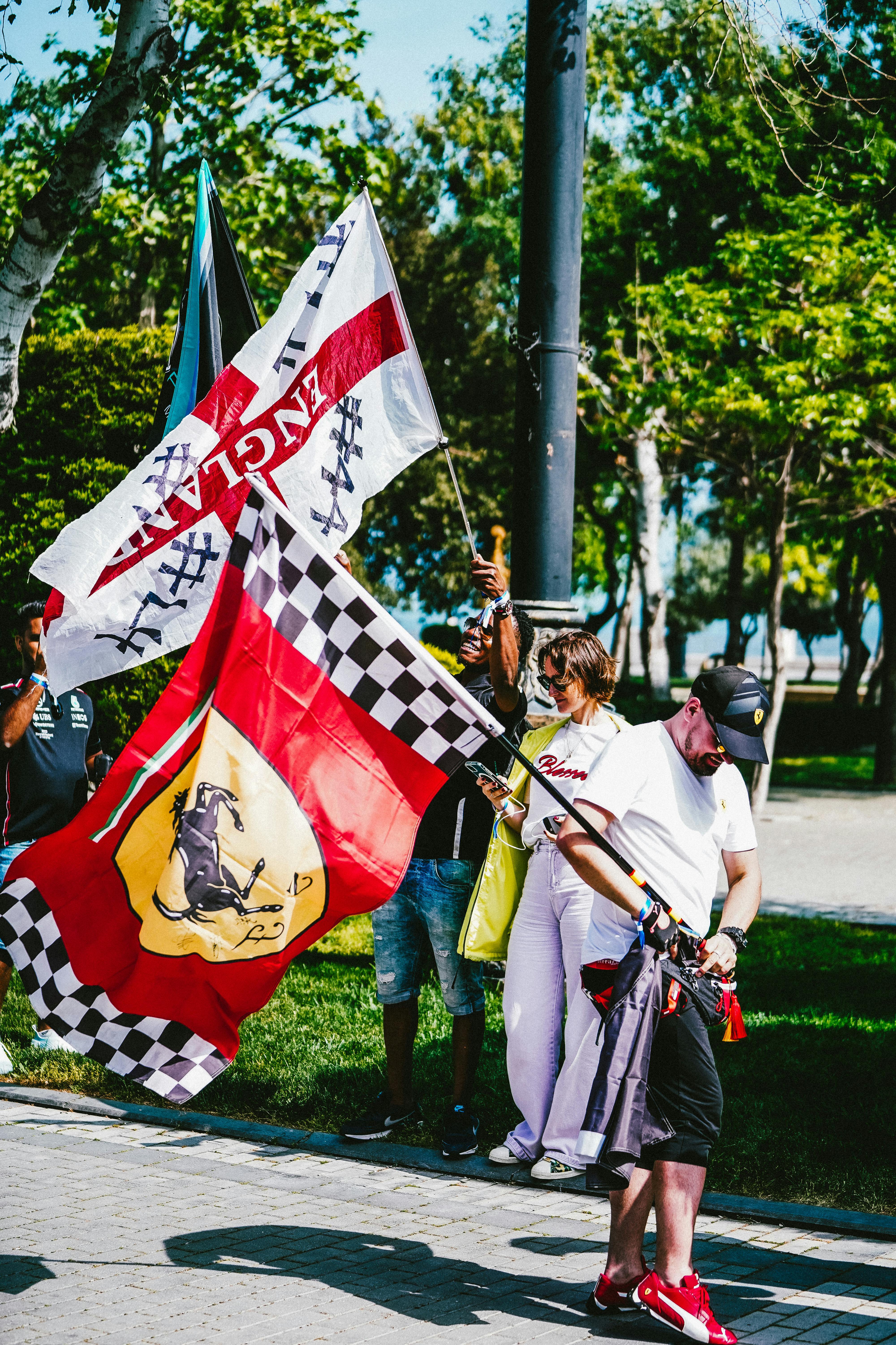 People Carrying Flags Down the Road · Free Stock Photo