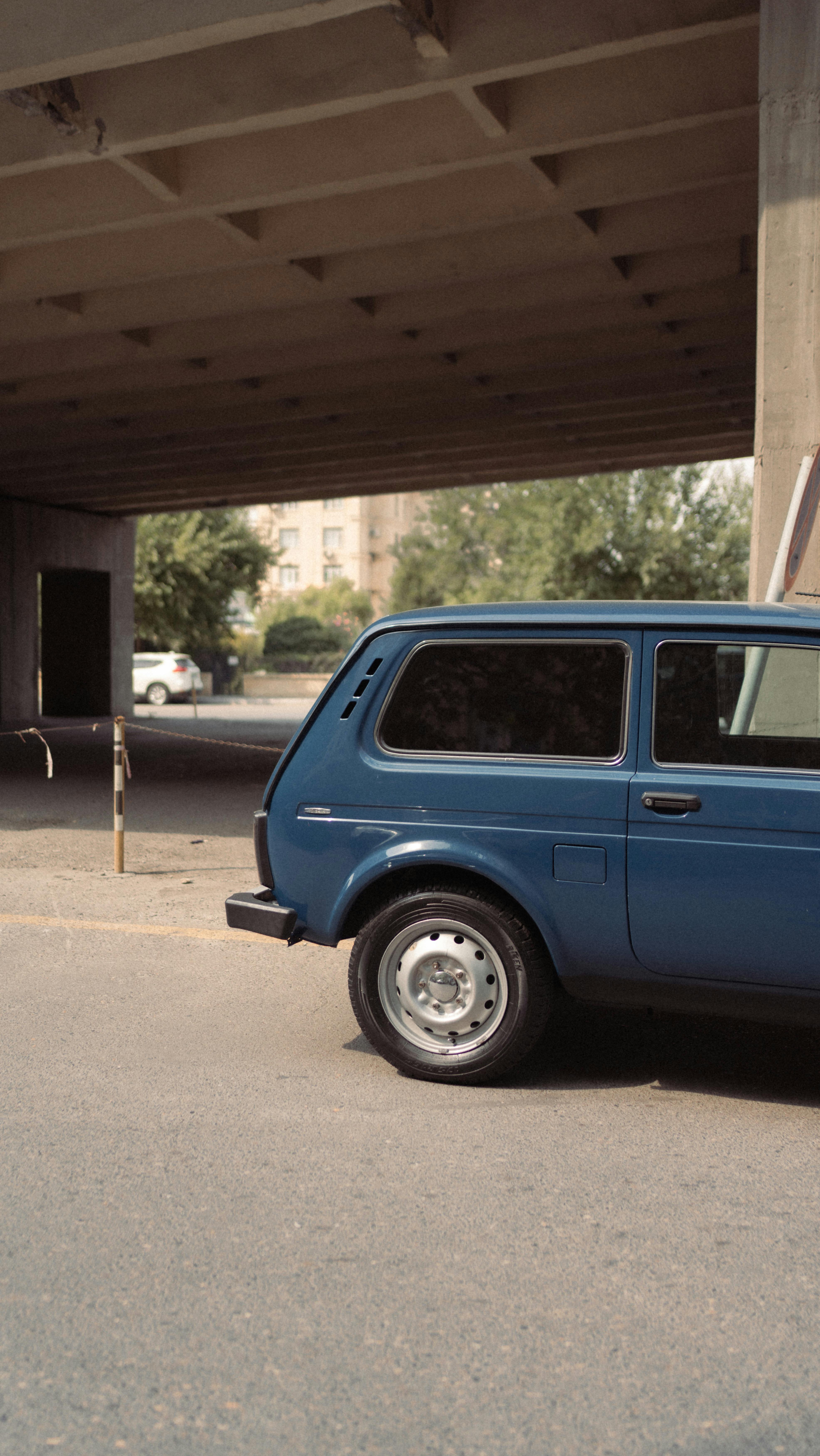 Blue Navy Lada Niva with Black Rear Window Parked on Street · Free ...