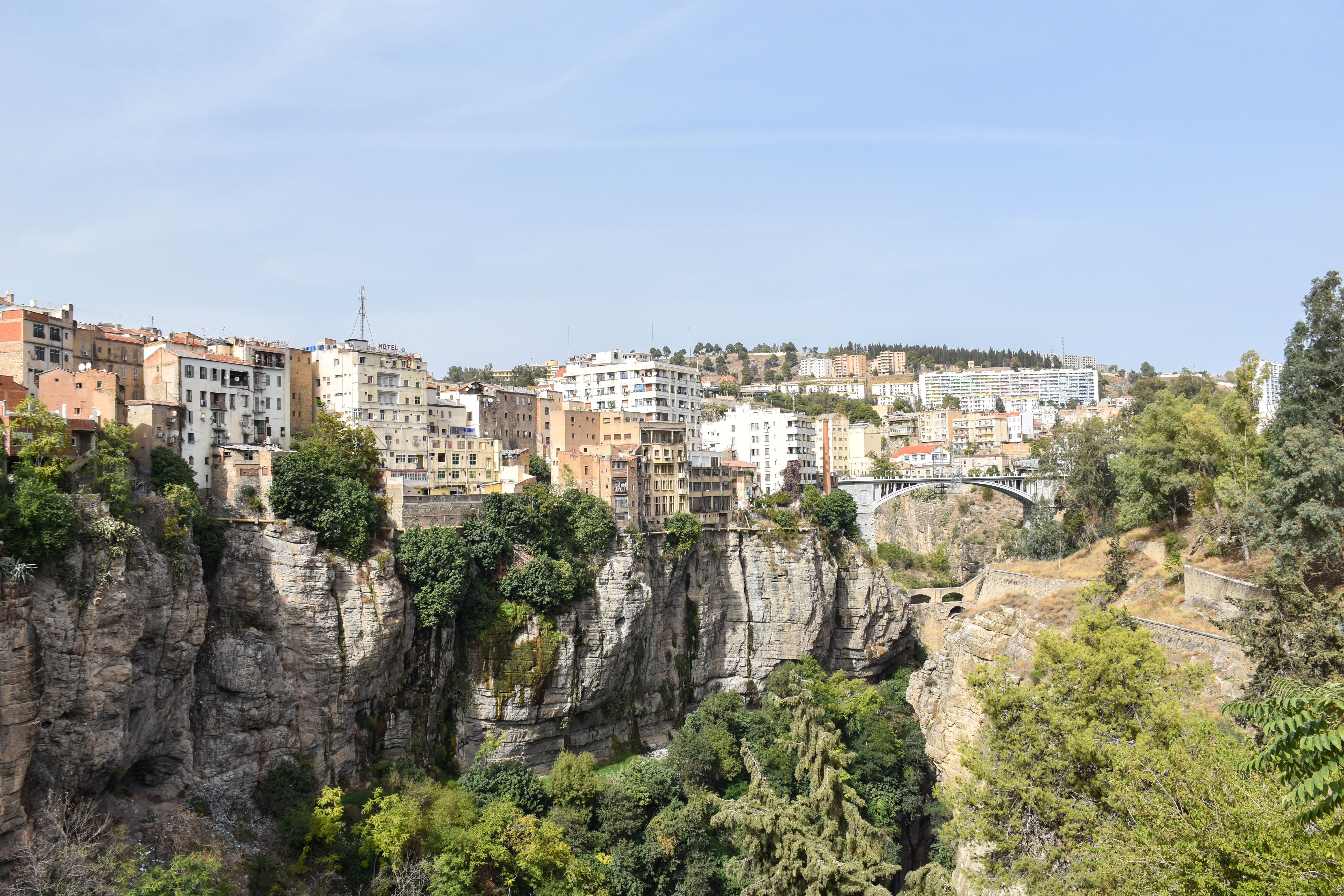 Cityscape with Houses on the Edge of Cliffs, Constantine, Algeria ...