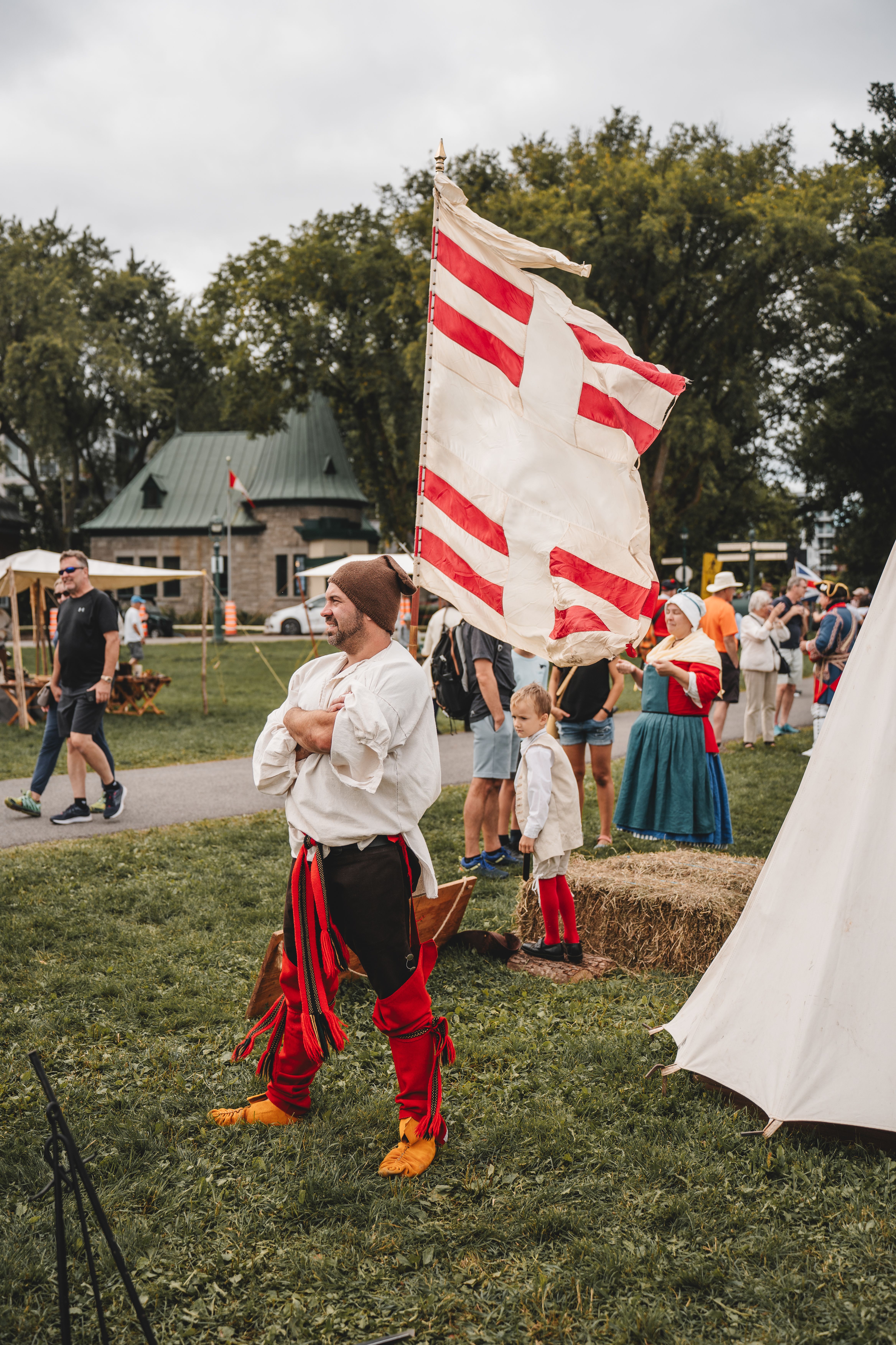 Soldier with Flag at French Army Historical Reenactment in Canada ...