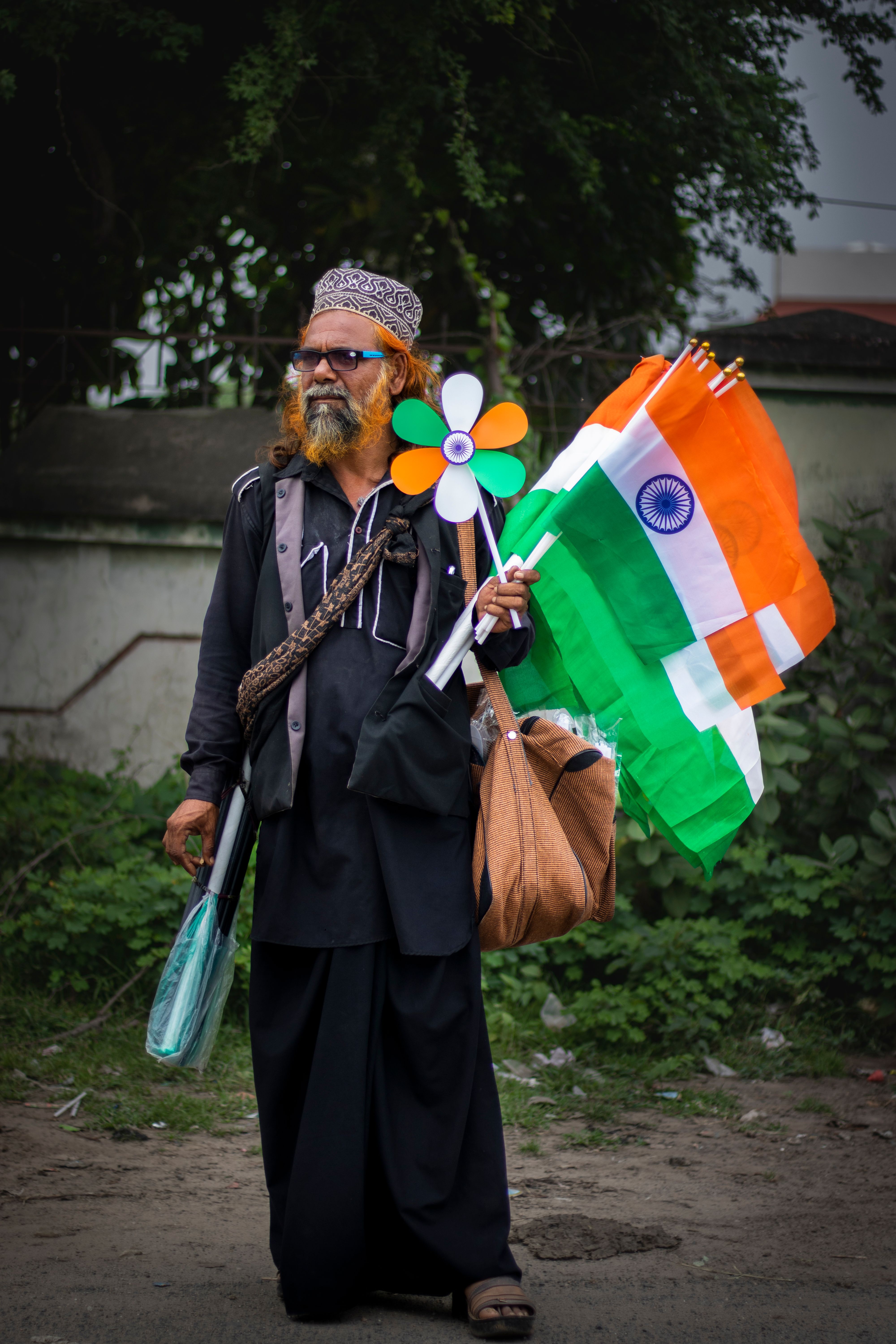 Merchant Selling Flags of India · Free Stock Photo