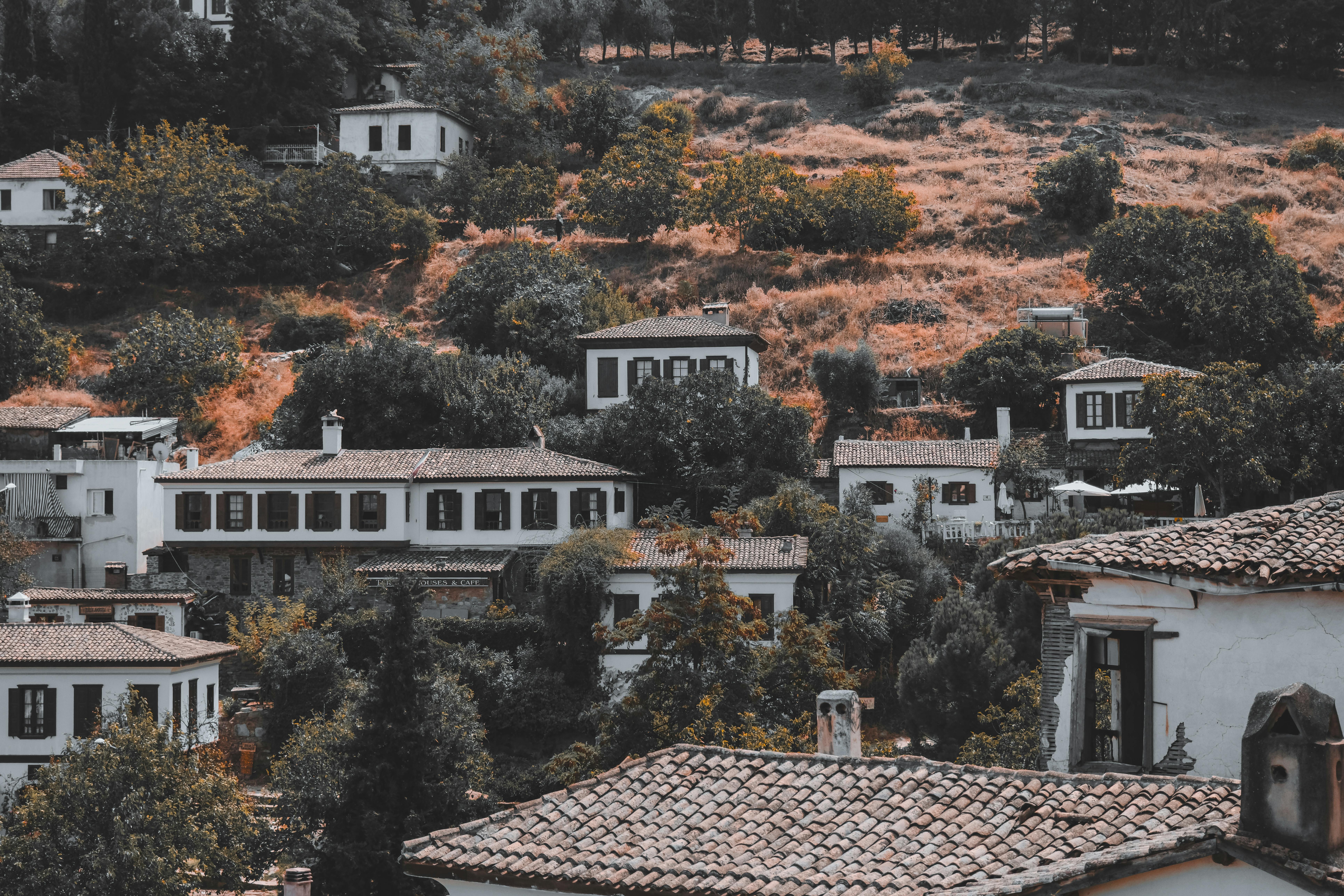 House Building in a Village on a Hill · Free Stock Photo