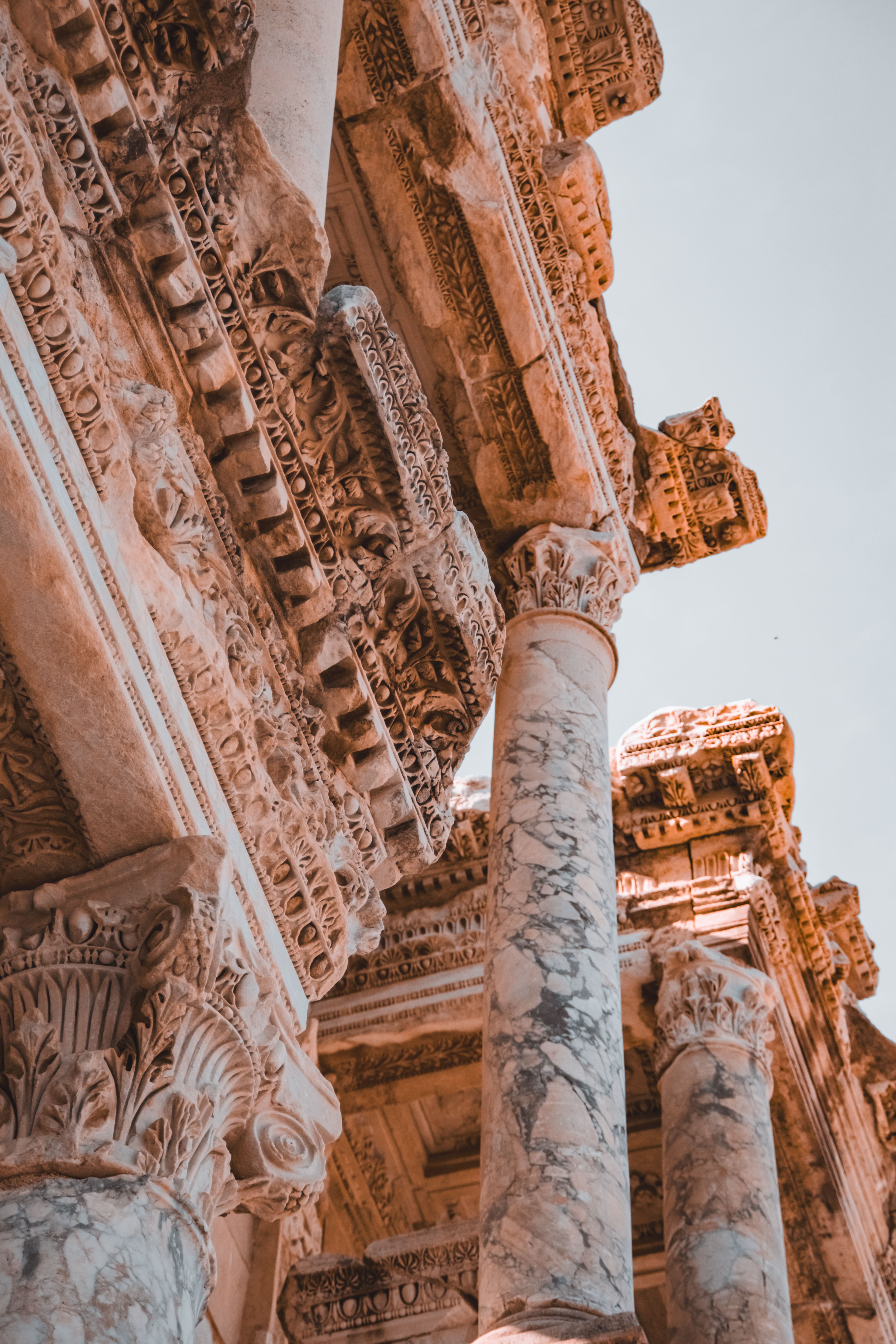 Columns and Carvings in the Library of Celsus · Free Stock Photo