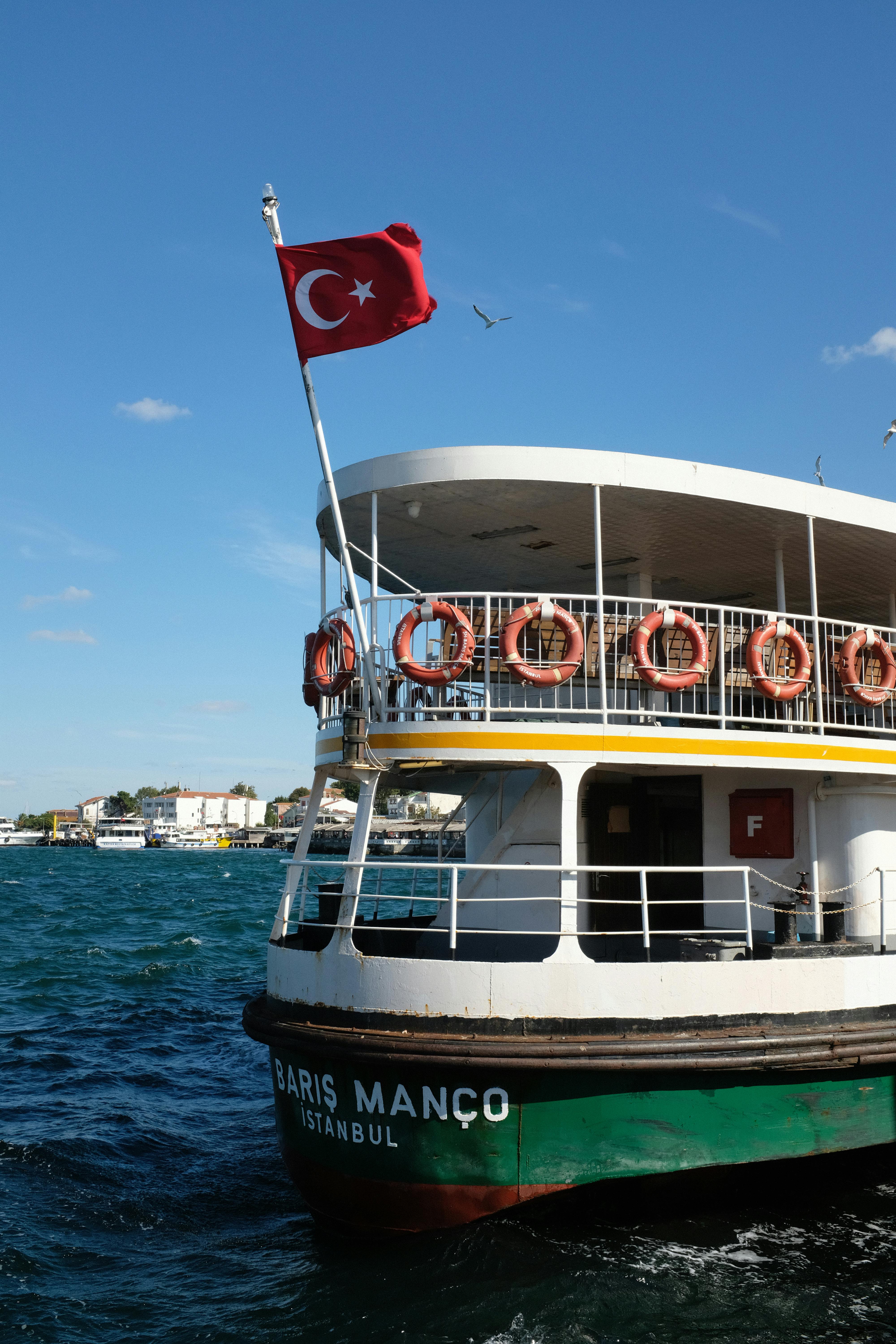 Ferry with Flag of Turkey · Free Stock Photo