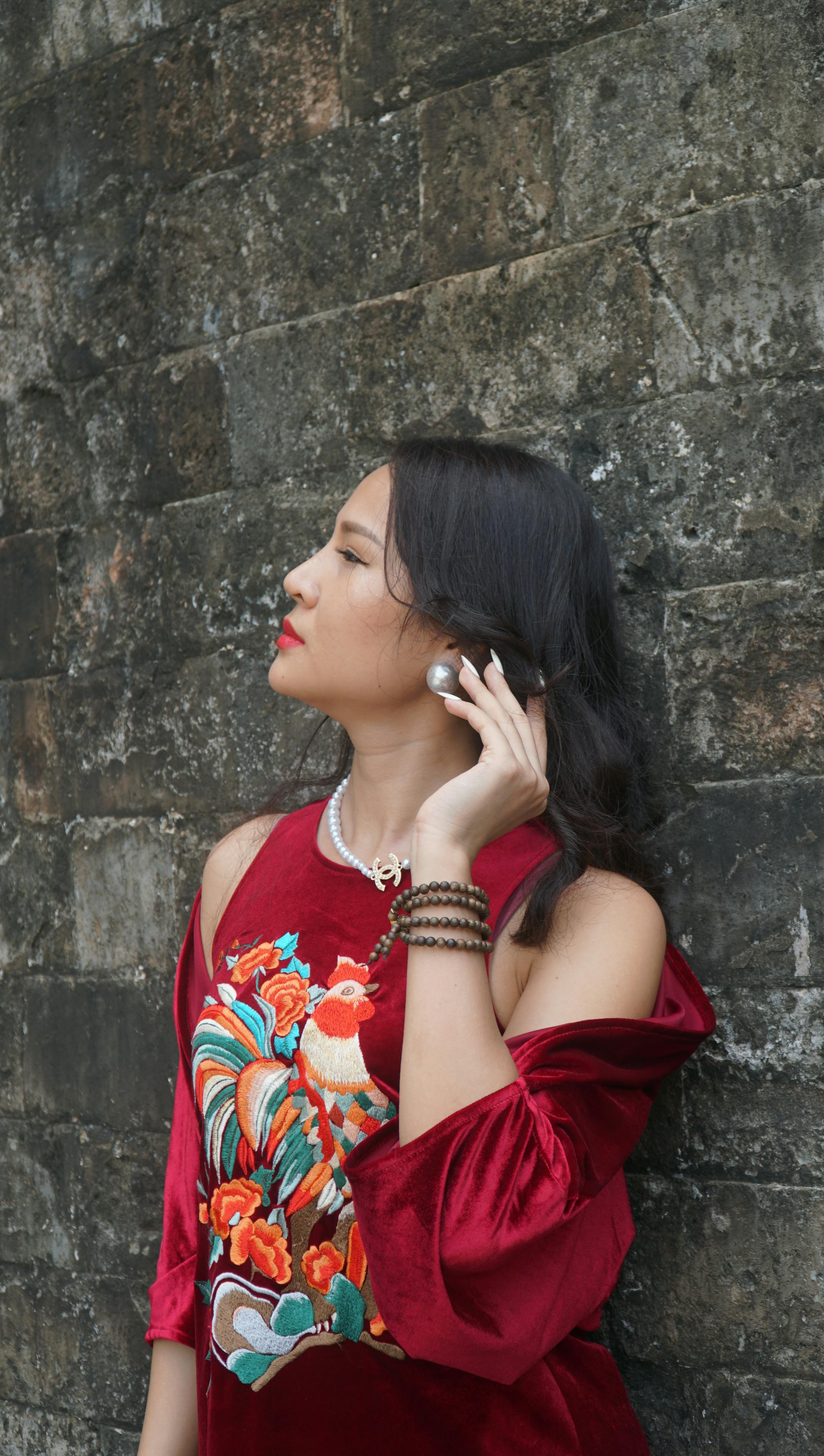 Model in a Embroidered Red Dress · Free Stock Photo