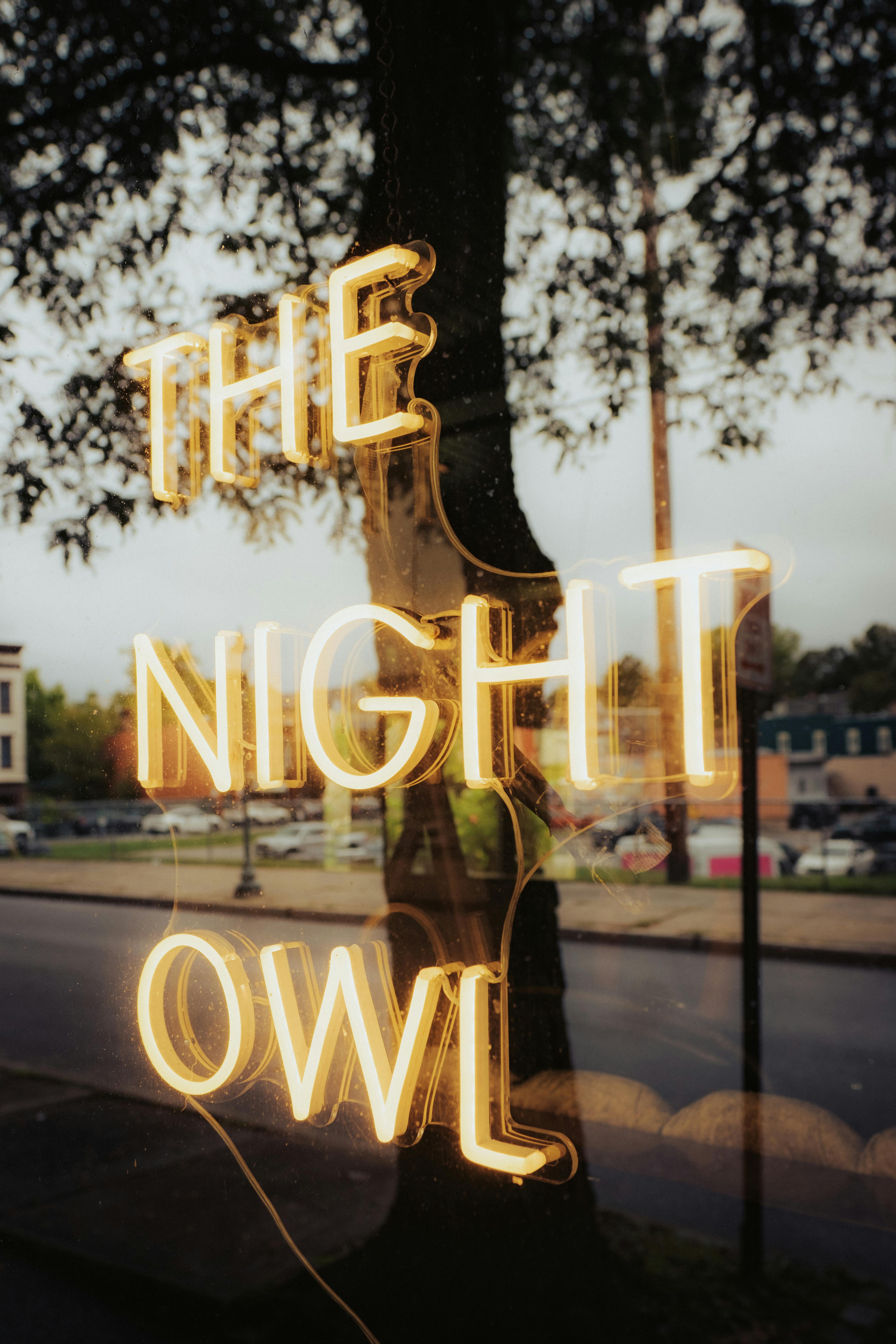 Yellow Neon Sign Glowing Behind a Window · Free Stock Photo