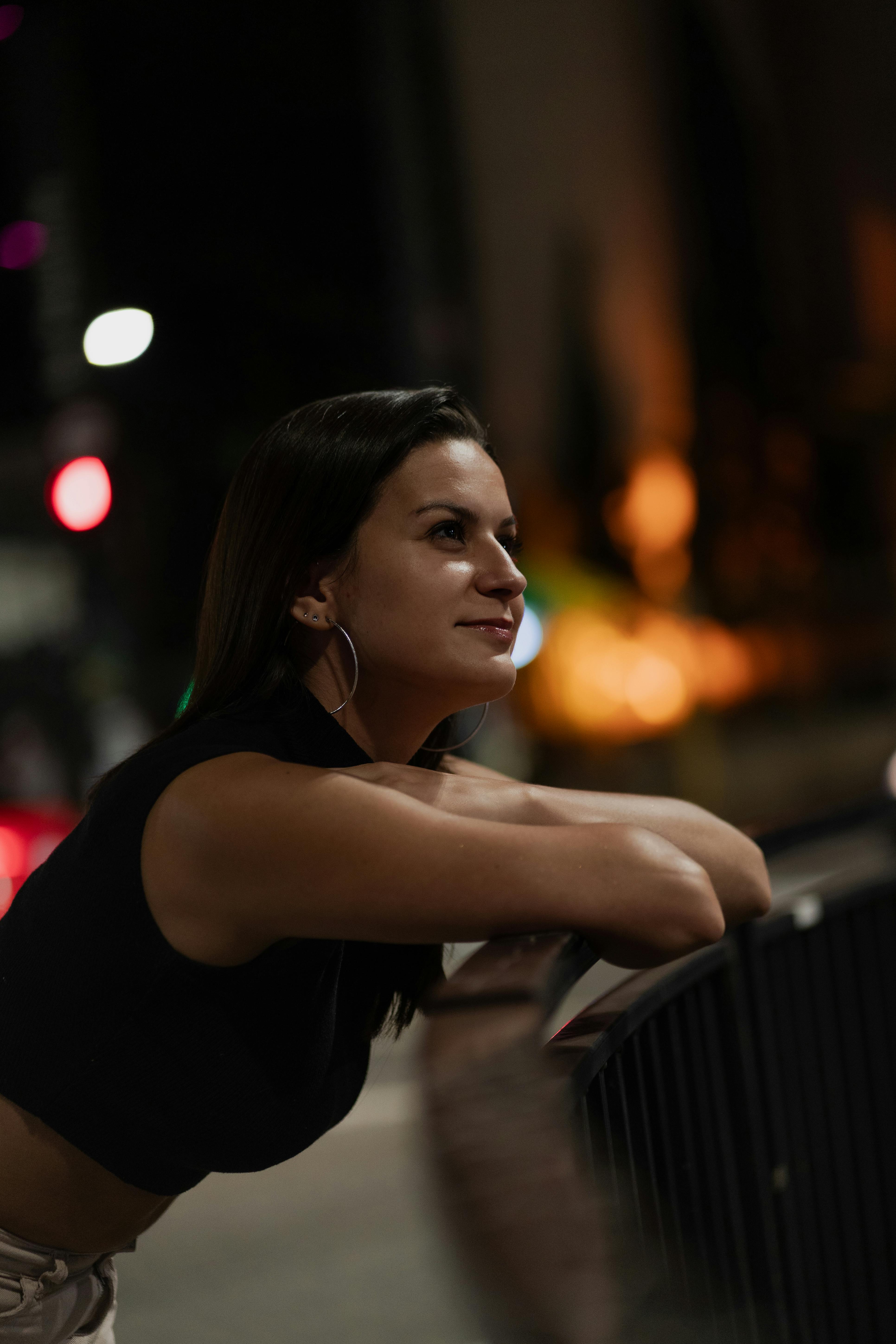Portrait of Woman on a Street at Night · Free Stock Photo