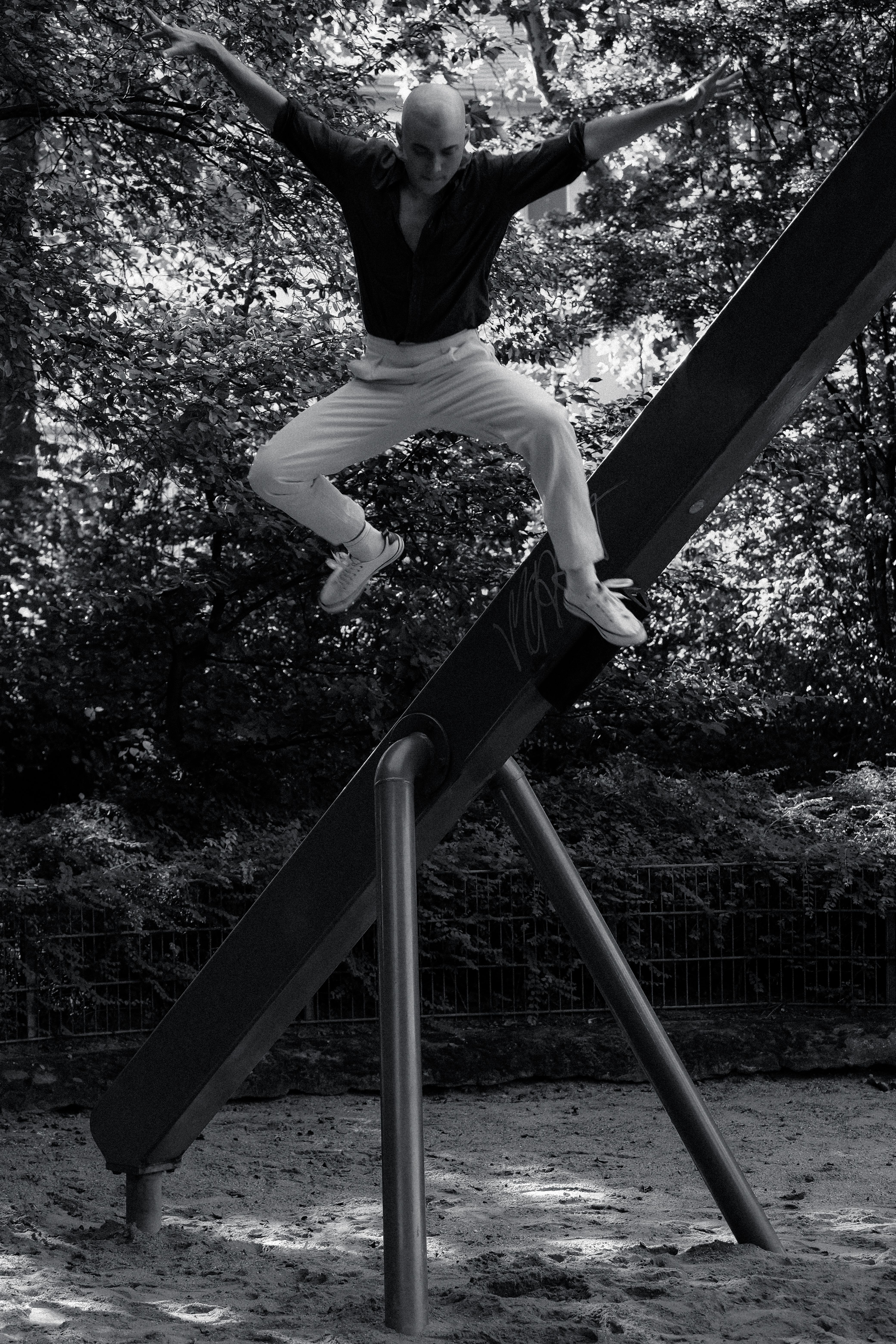 Bald Man Jumping in Park · Free Stock Photo