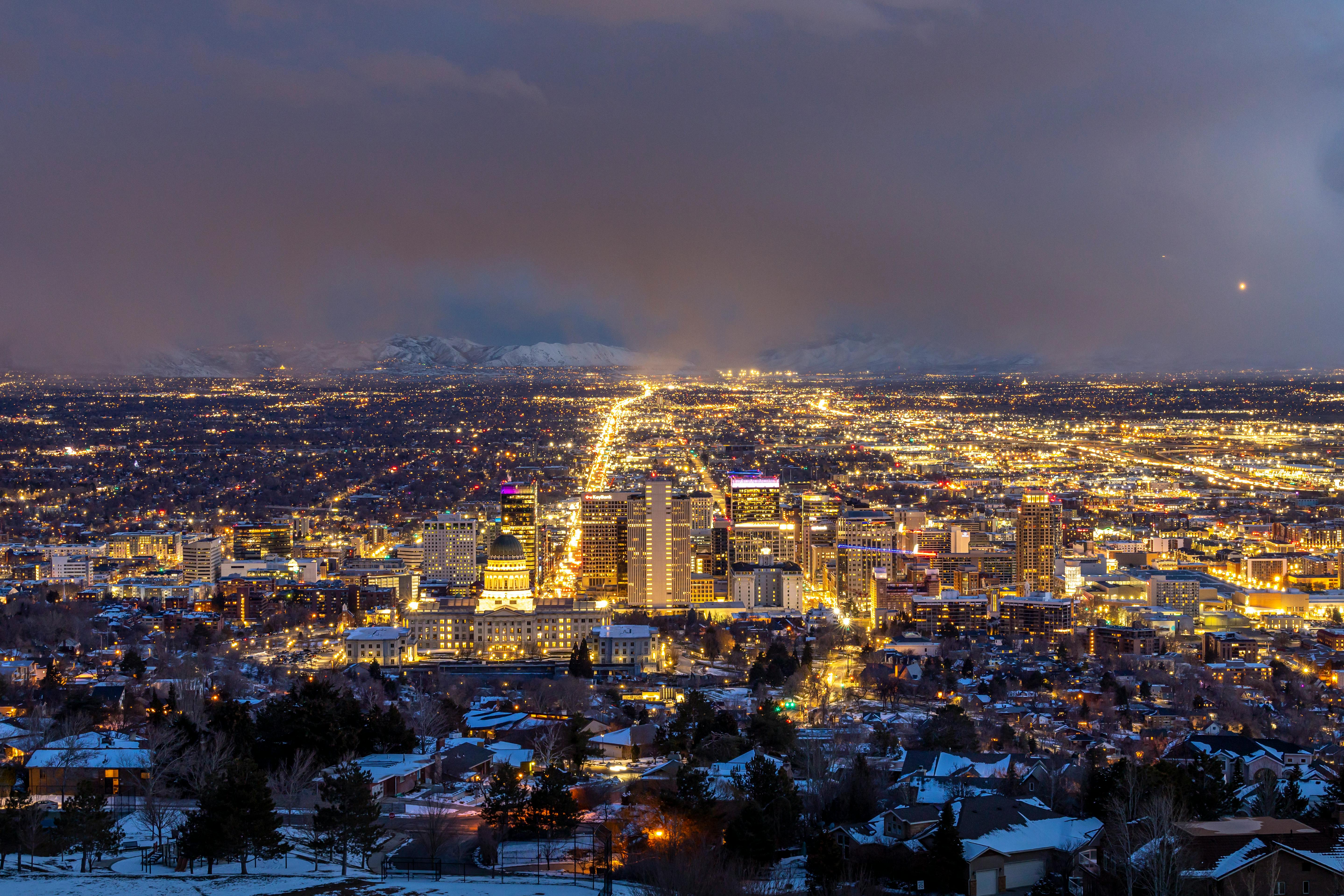 Illuminated Salt Lake City · Free Stock Photo