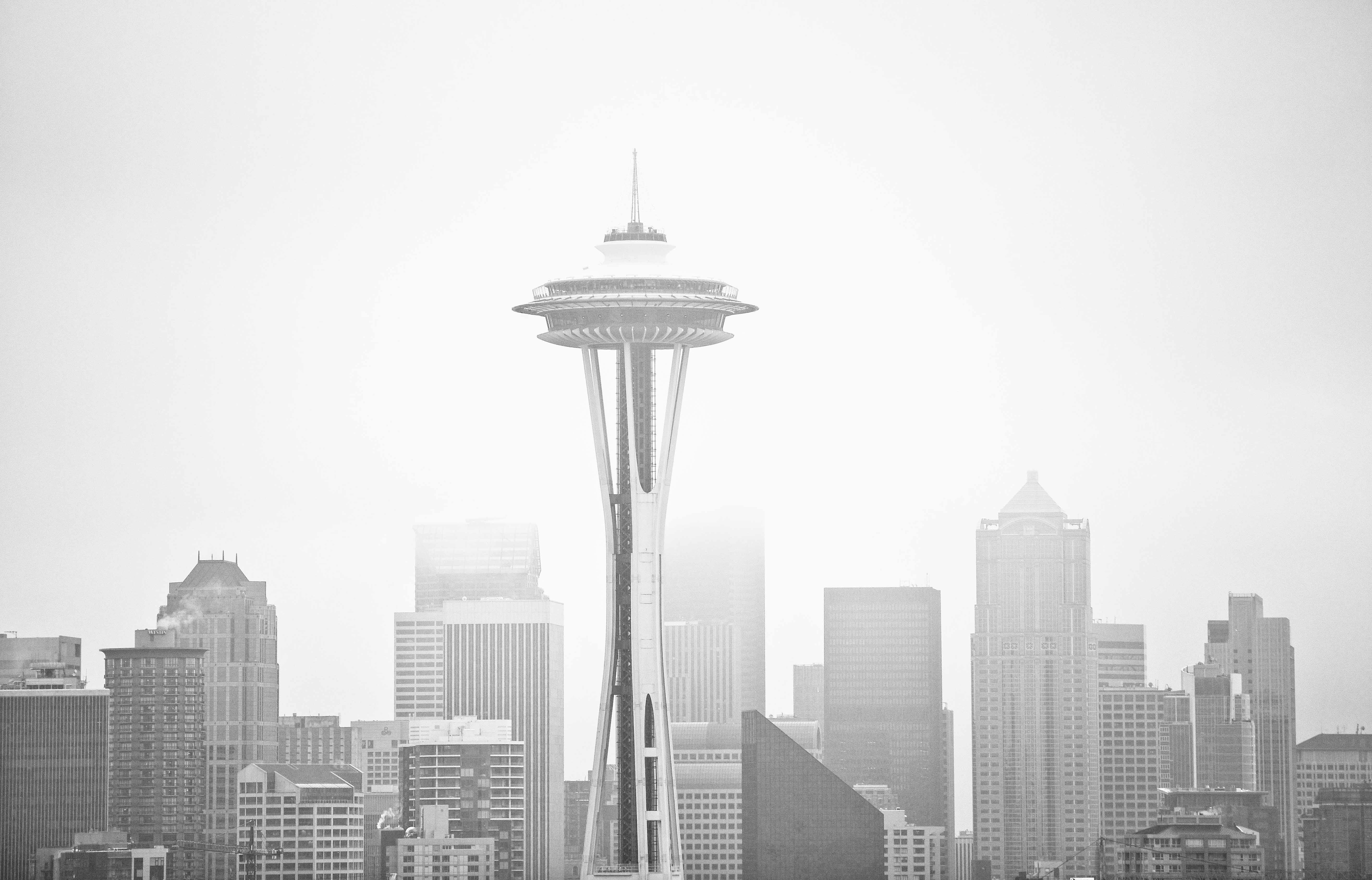 Skyline of Seattle with the View of the Space Needle · Free Stock Photo