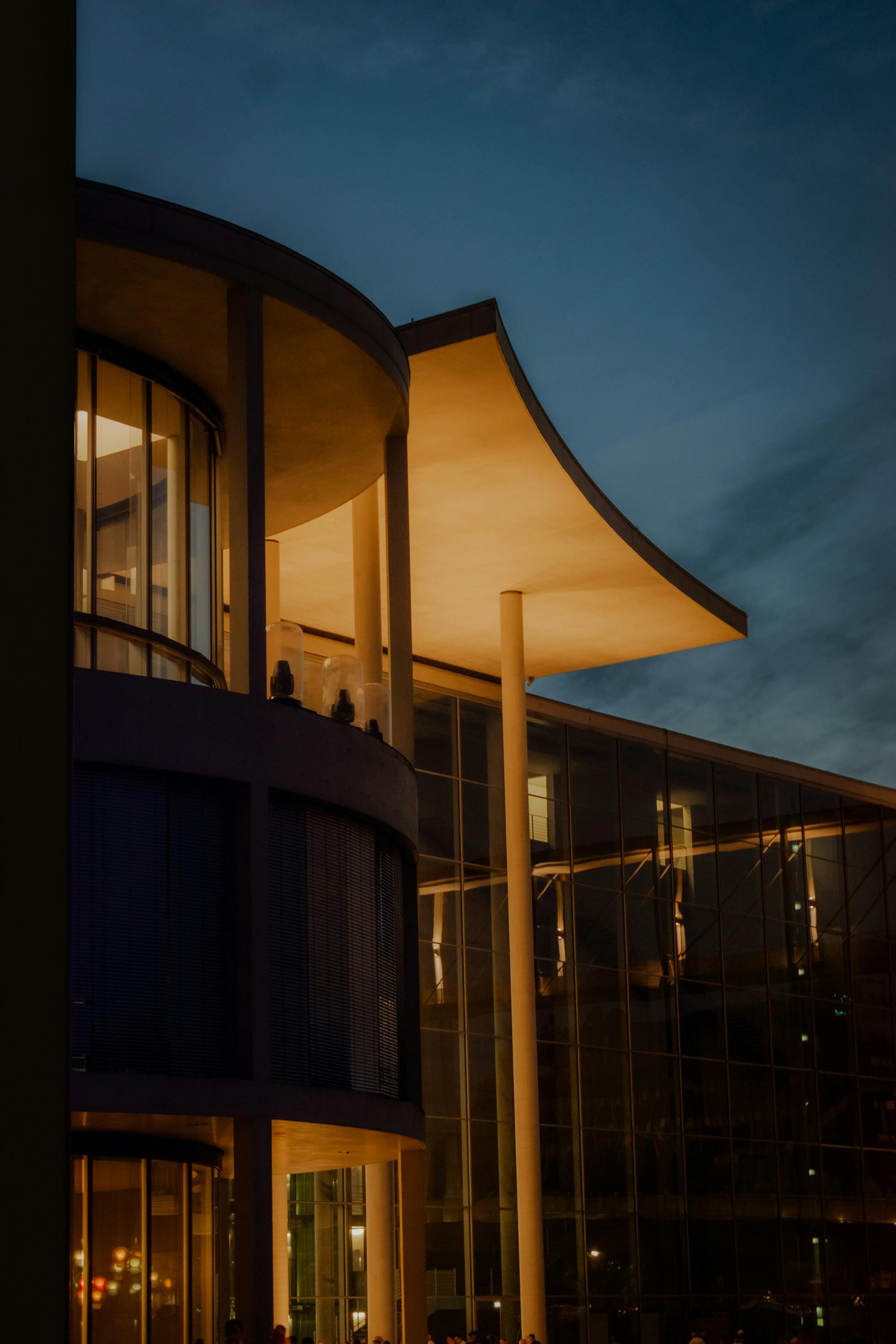 Interior of Modern Building Illuminated with Yellow Warm Light · Free ...