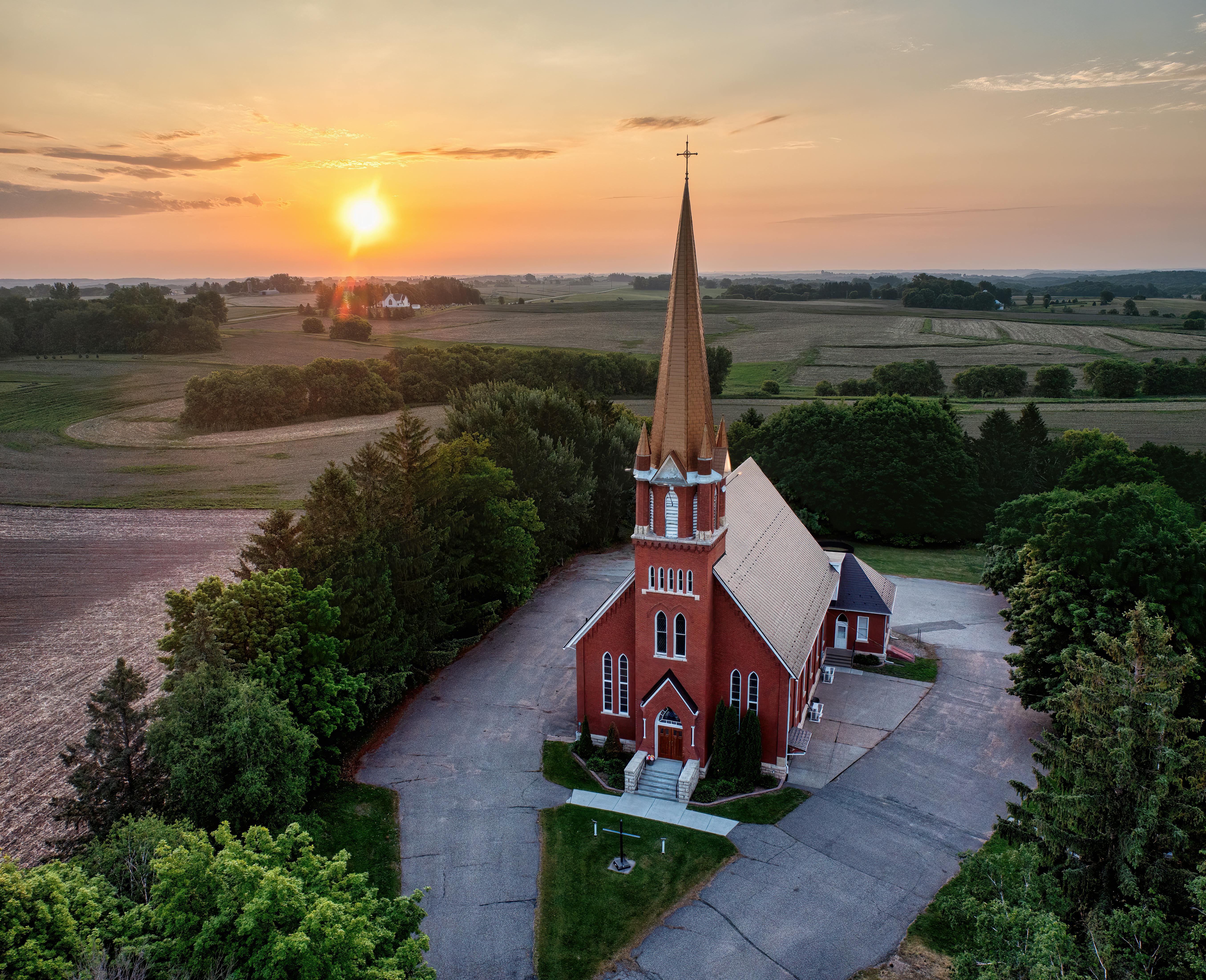 Church in Countryside at Sunset · Free Stock Photo