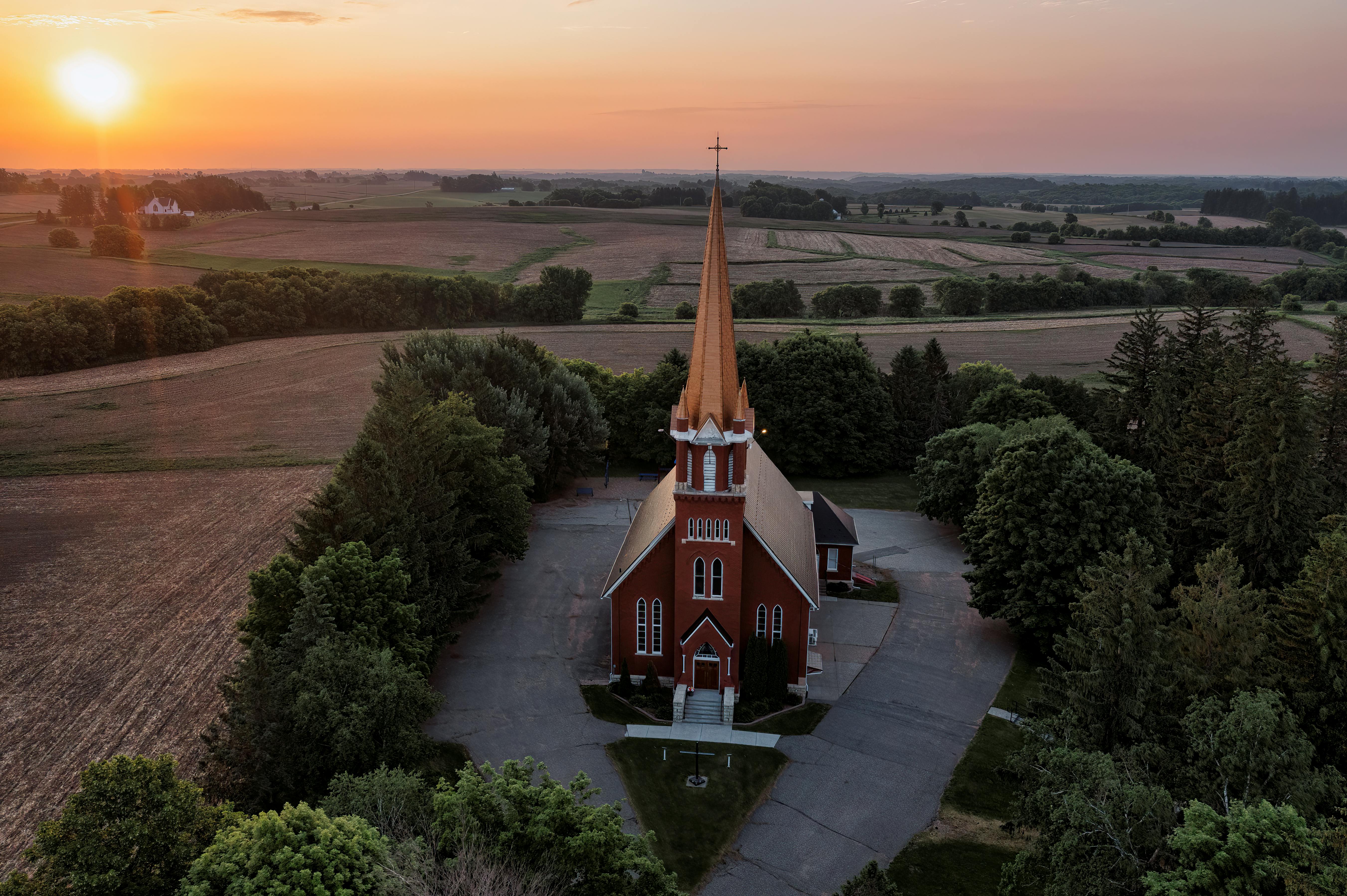 Aerial Shot of Sabylund Lutheran Church · Free Stock Photo