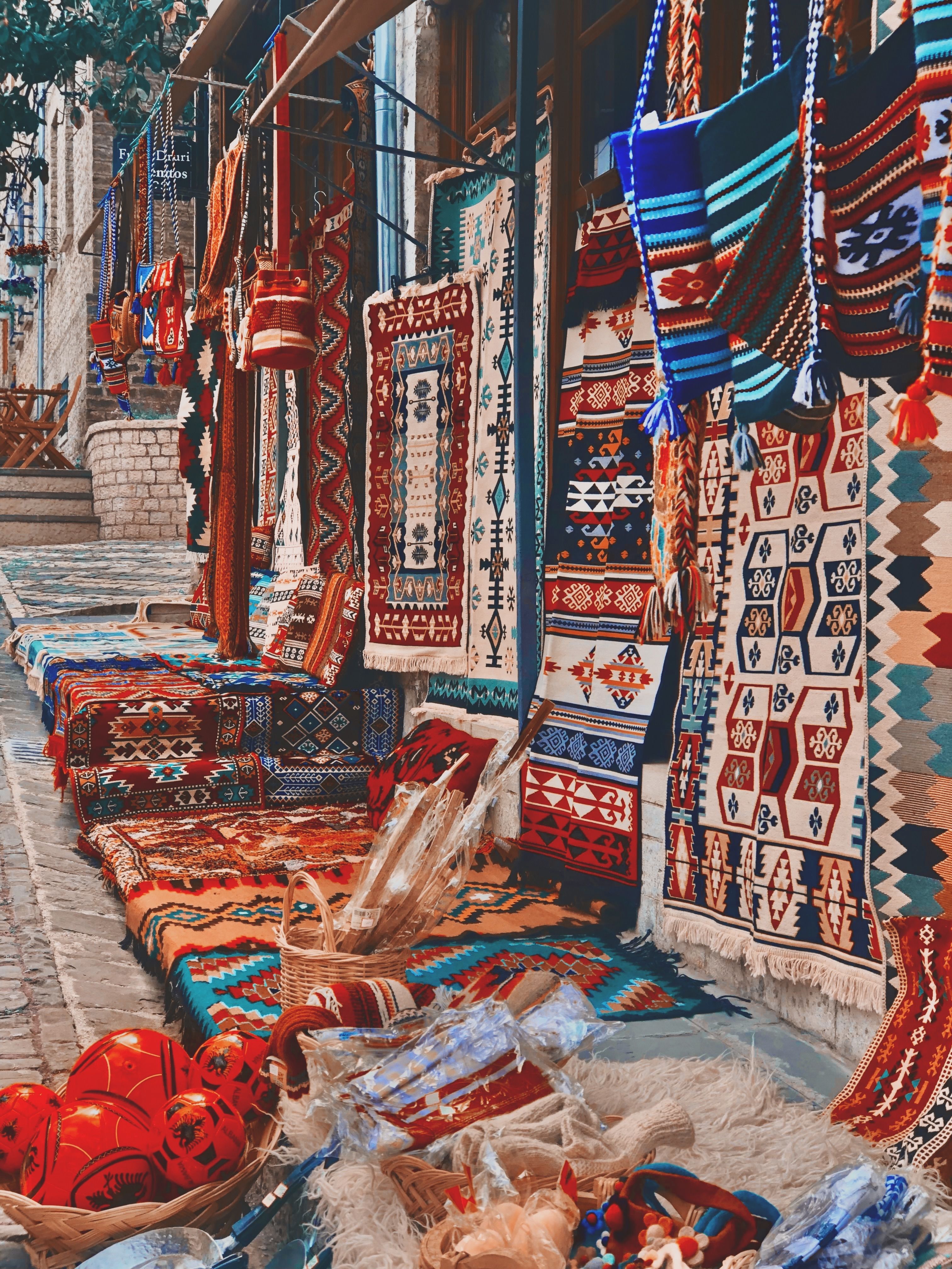 Traditional Carpets on Street Market · Free Stock Photo