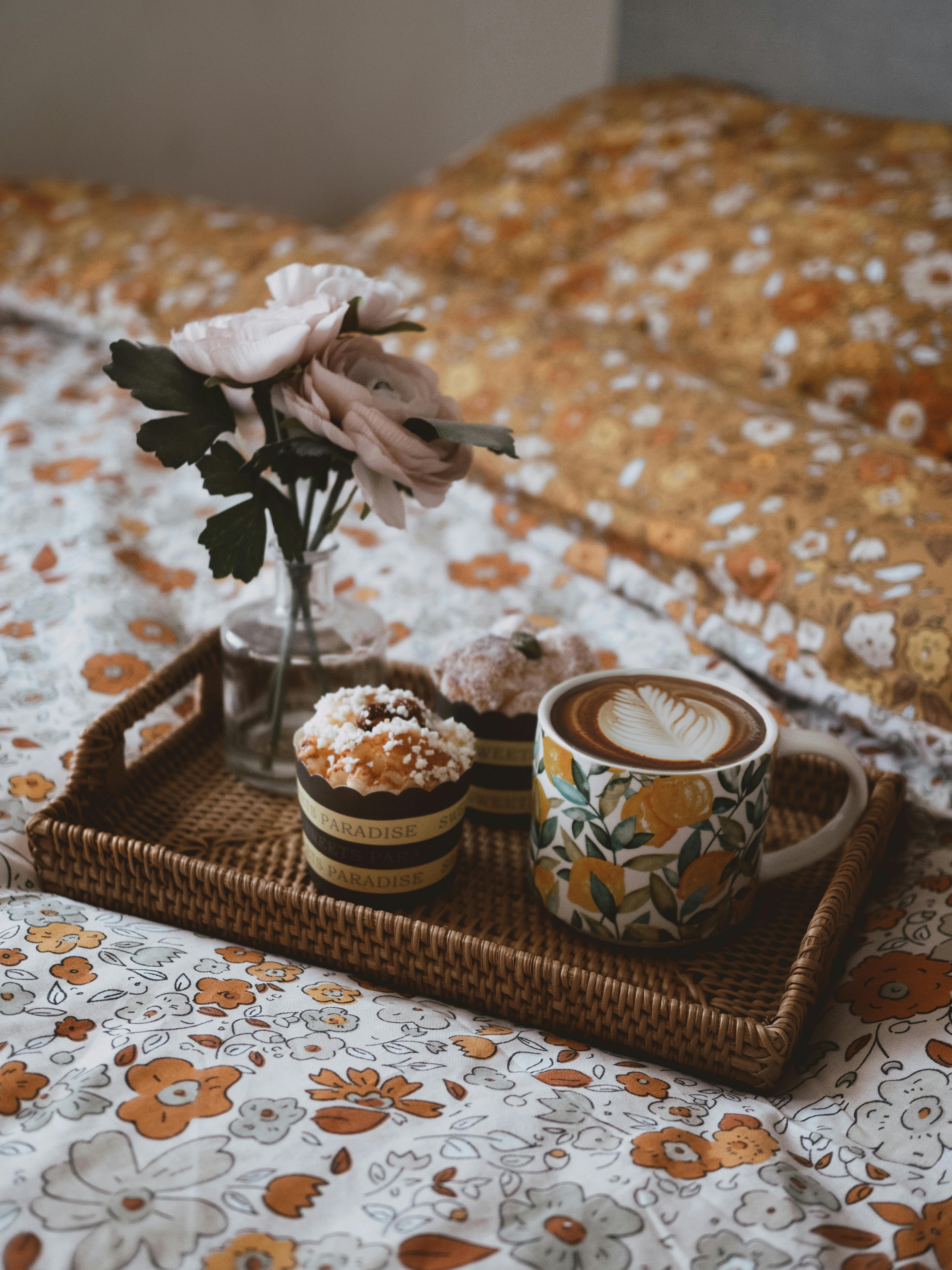 Coffee, Flowers and Snack · Free Stock Photo