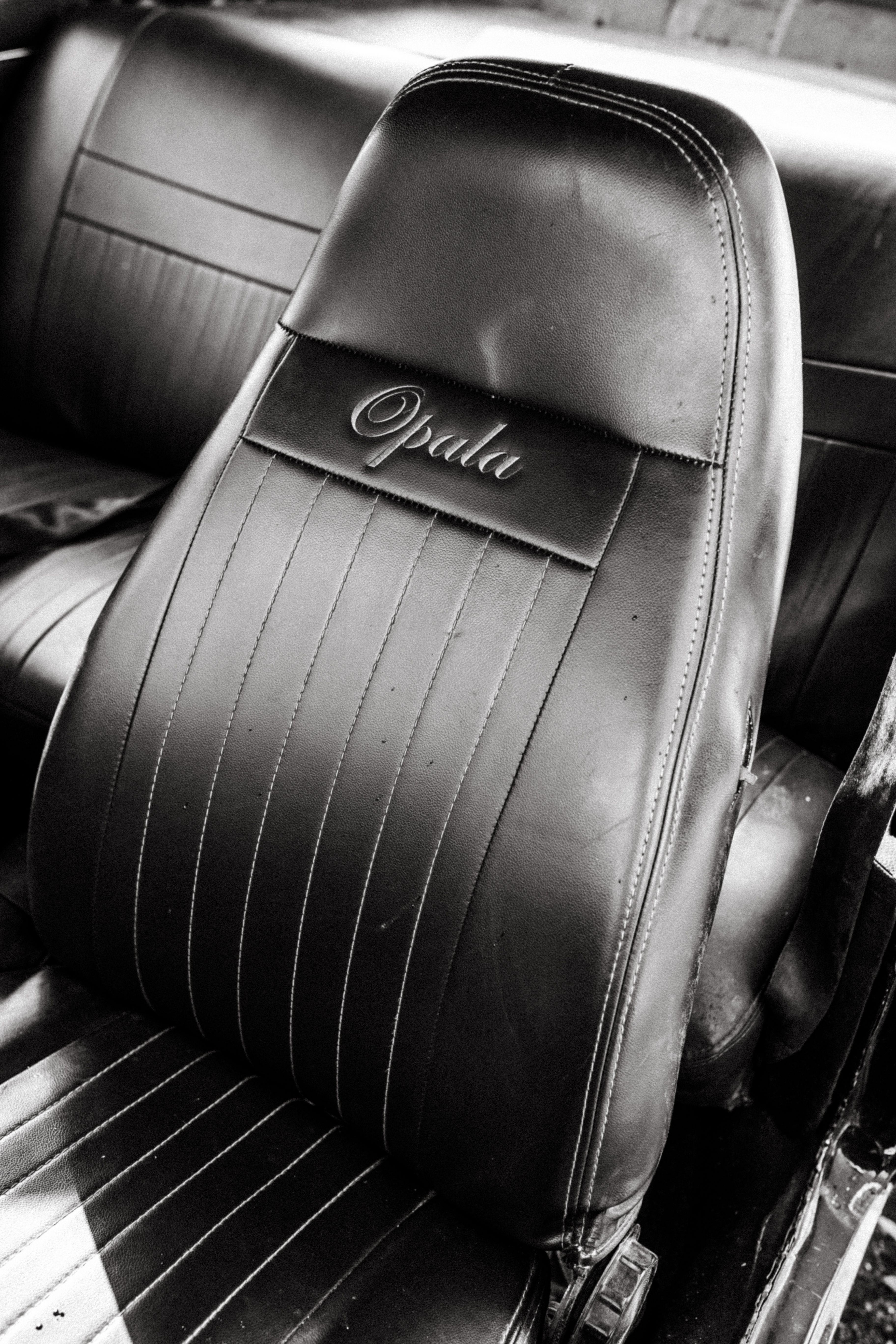 Seat in a Classic Car in Black and White · Free Stock Photo