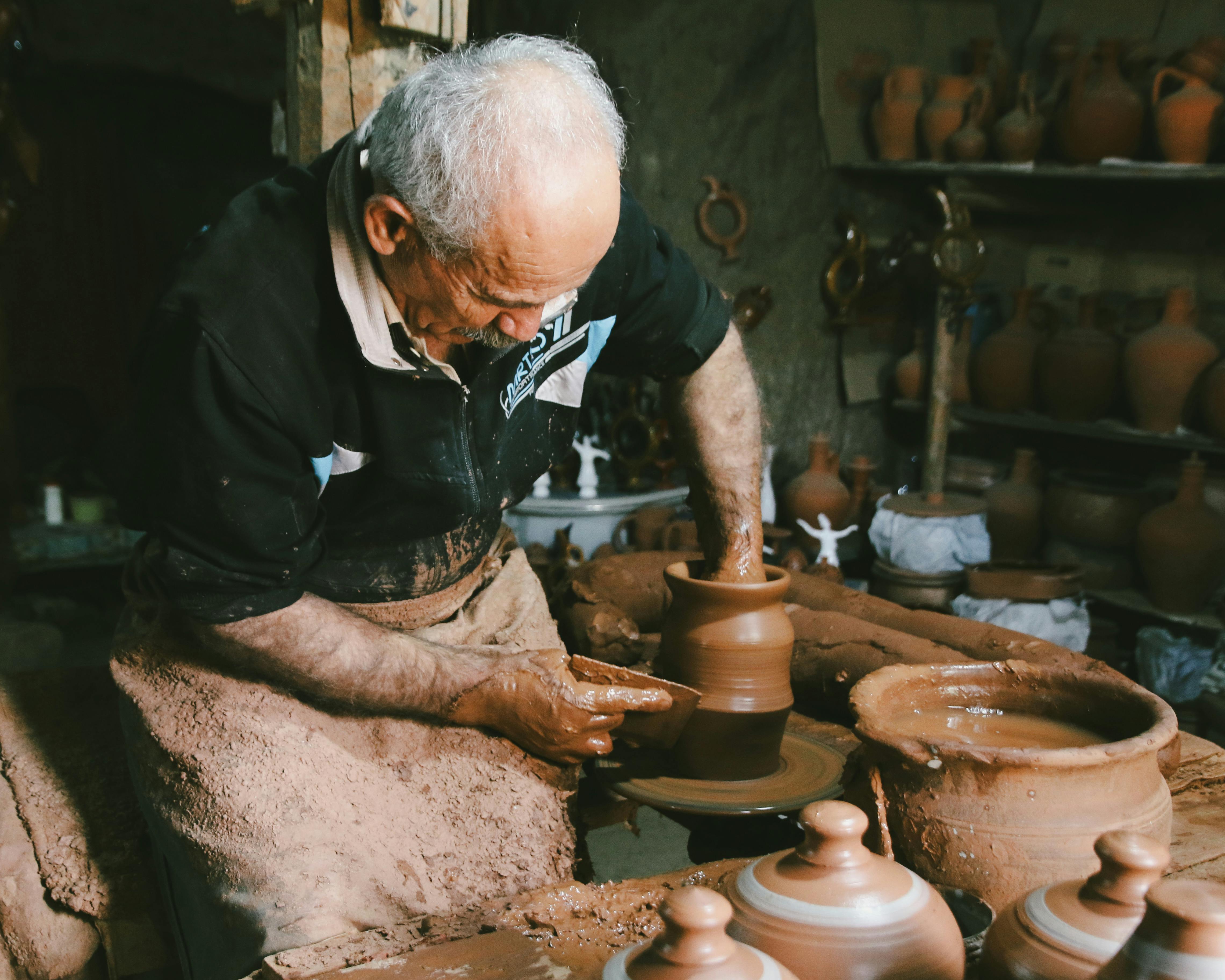 Old Man Making Clay Pottery · Free Stock Photo
