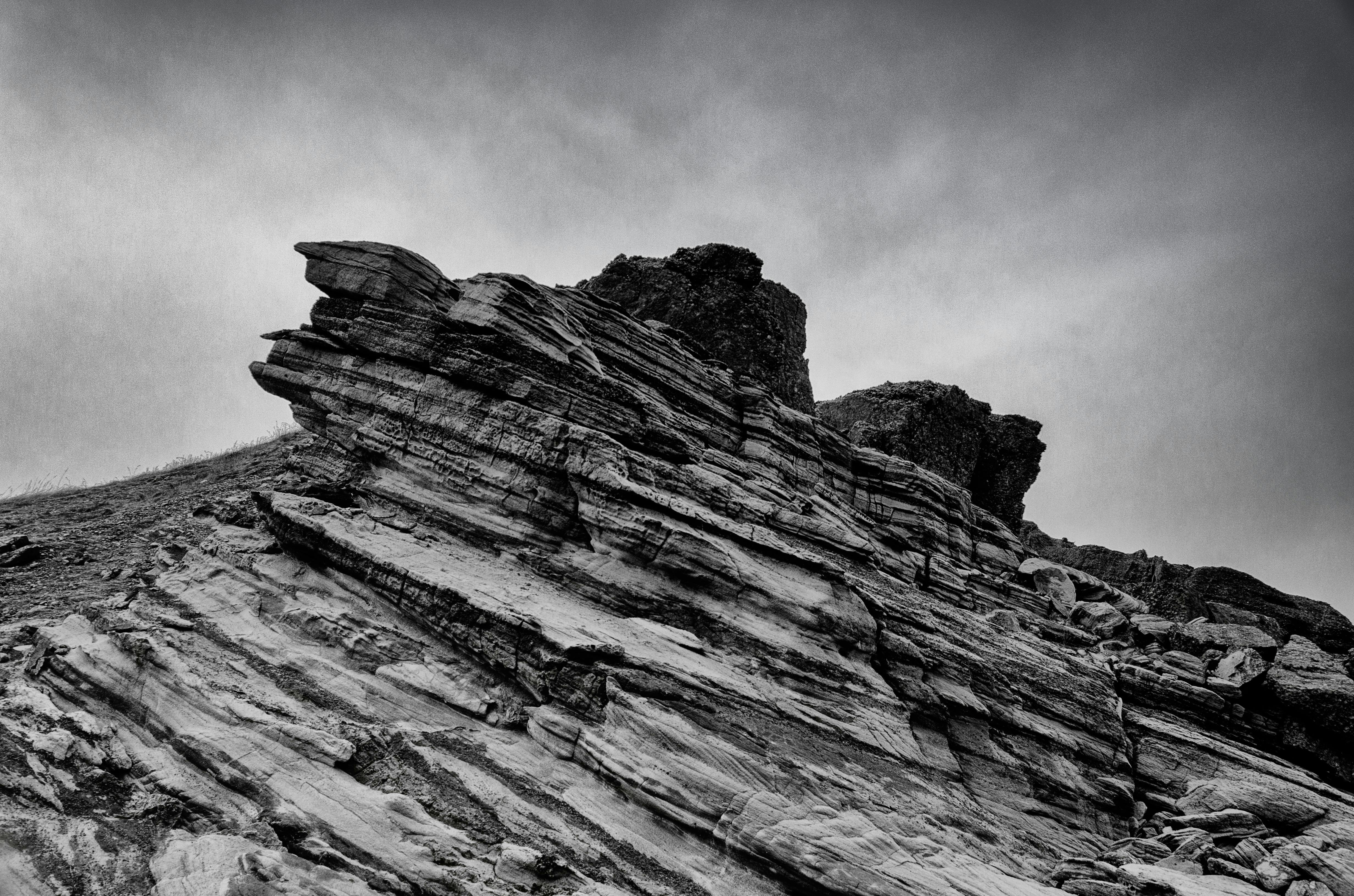 Black and White Picture of a Rock Formation · Free Stock Photo