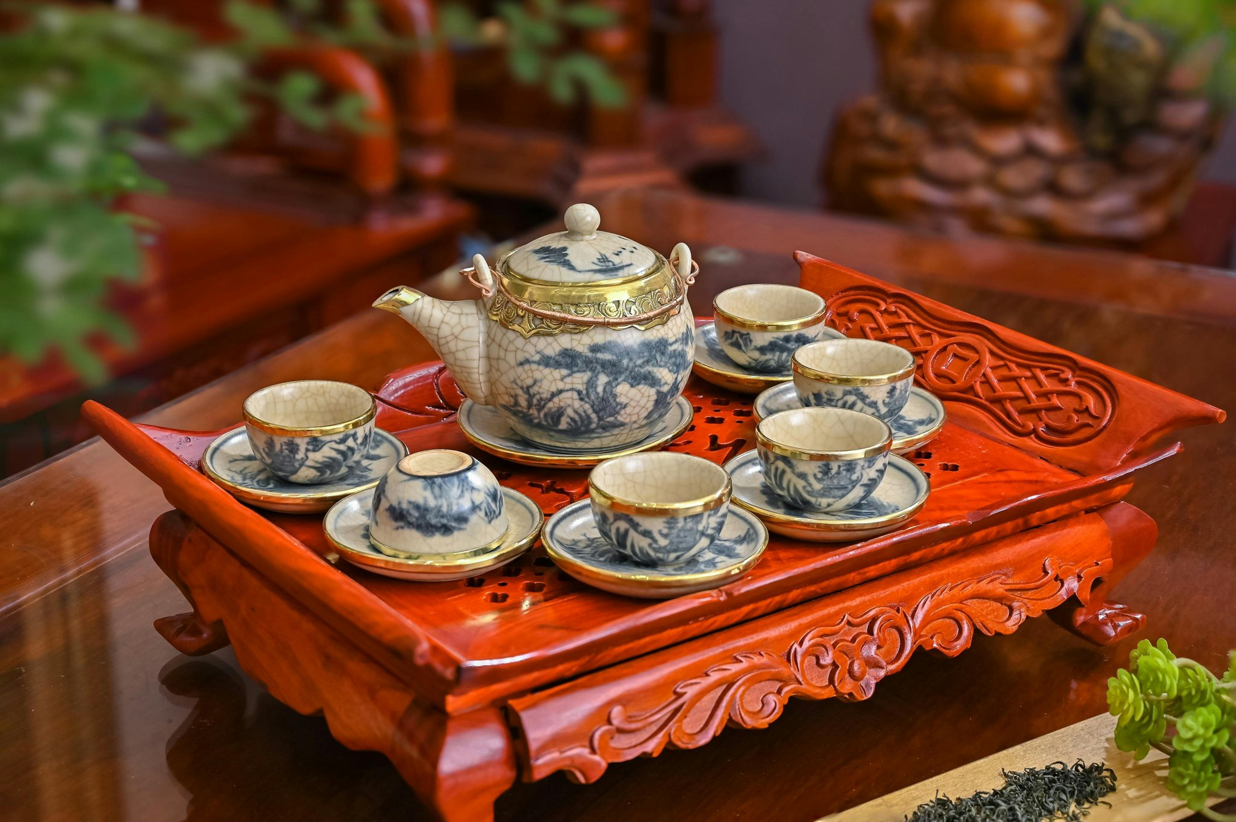 Porcelain Tea Set on Table · Free Stock Photo