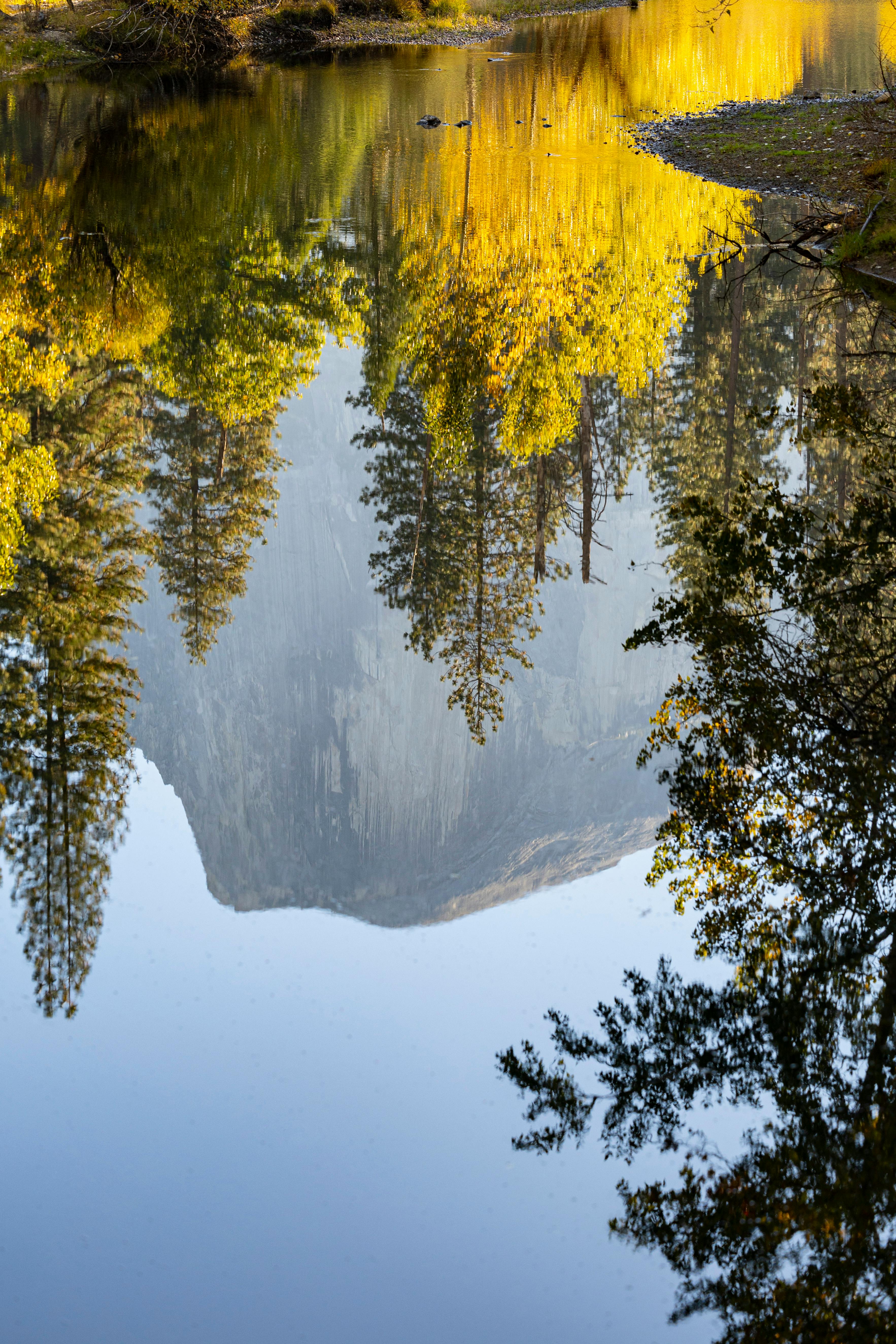 Trees and Rock Formation Reflection in River · Free Stock Photo