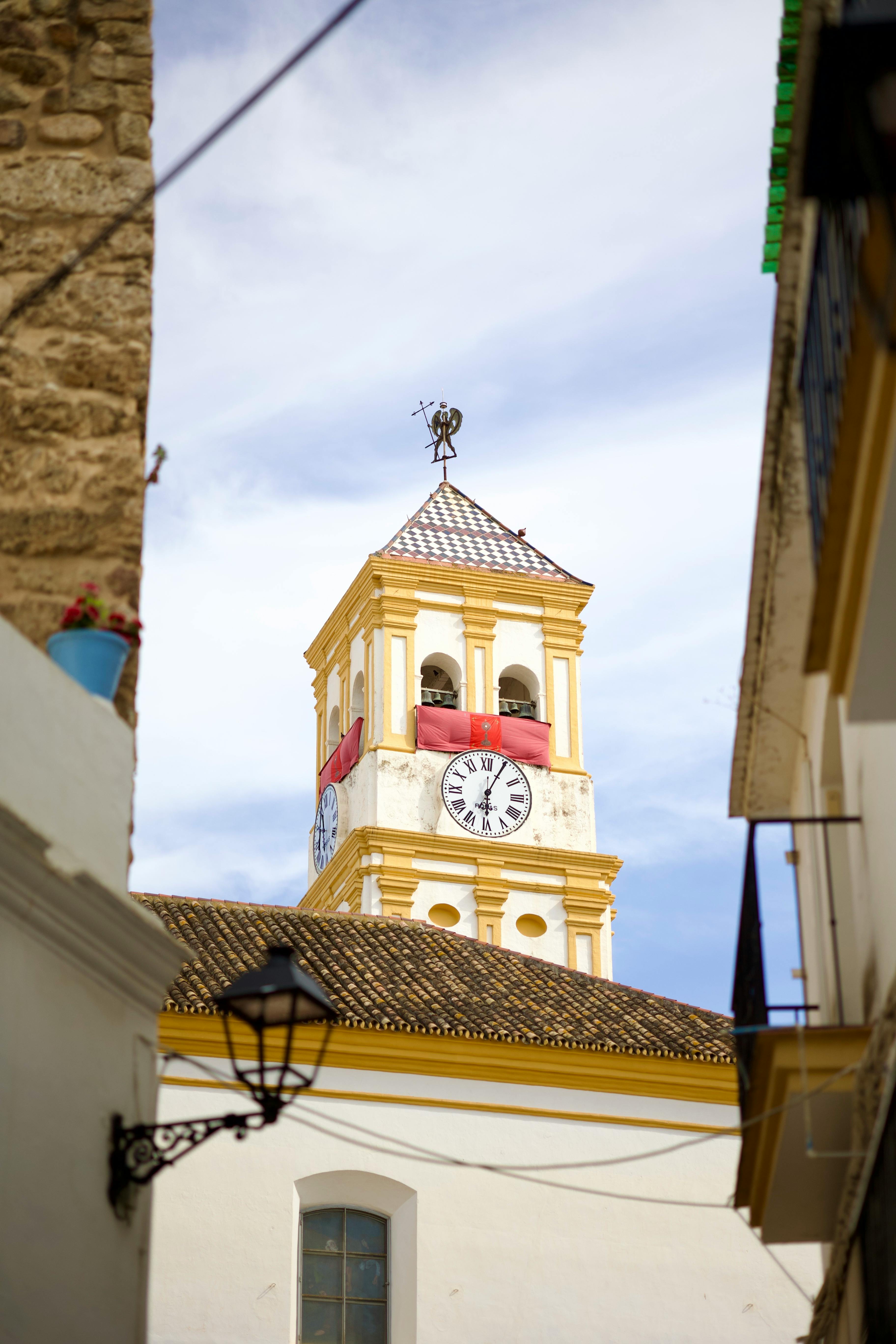 Clock and Bell Tower of La Encarnacion Church in Marbella Spain · Free ...