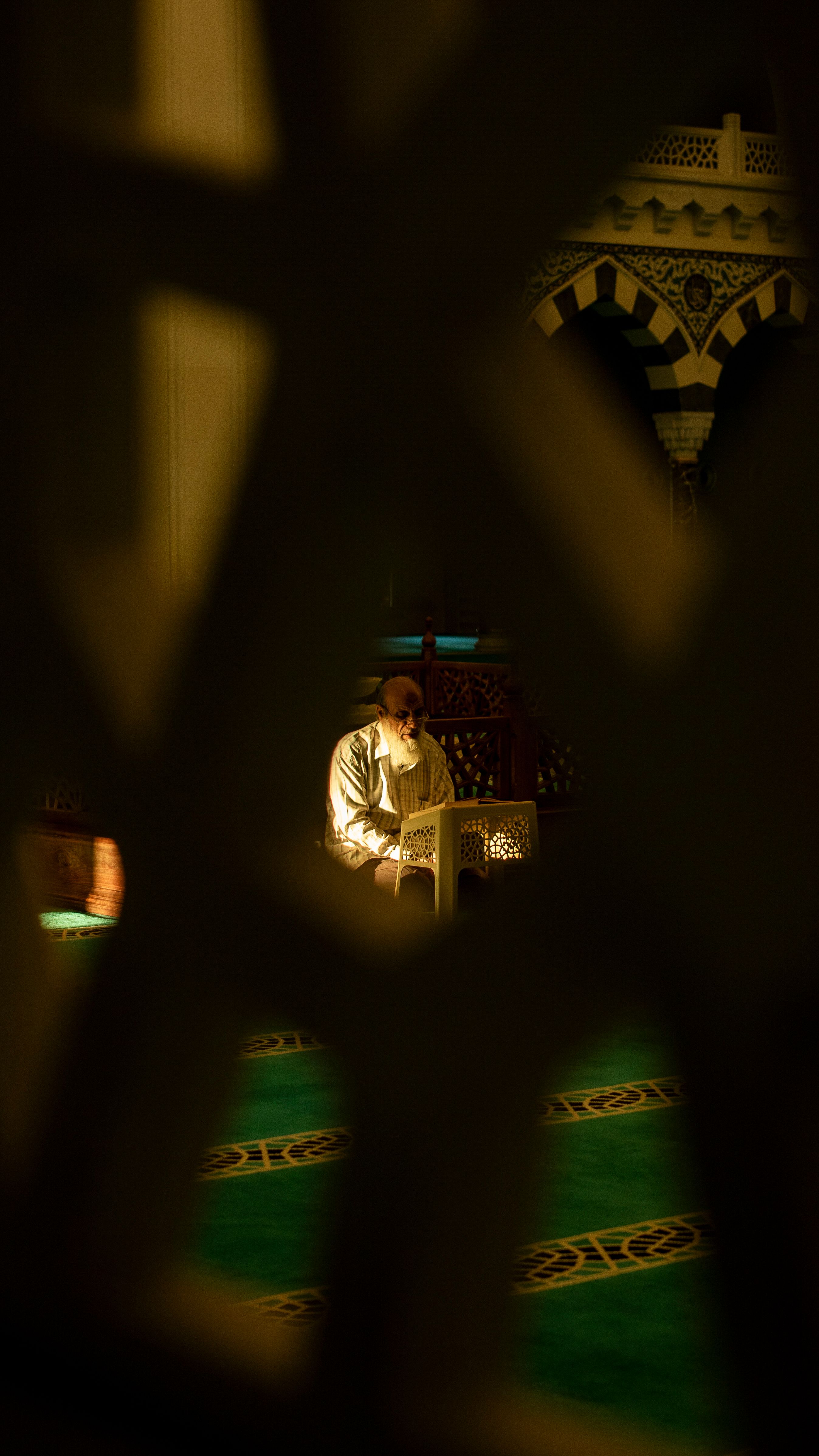 Dark Interior of a Mosque · Free Stock Photo
