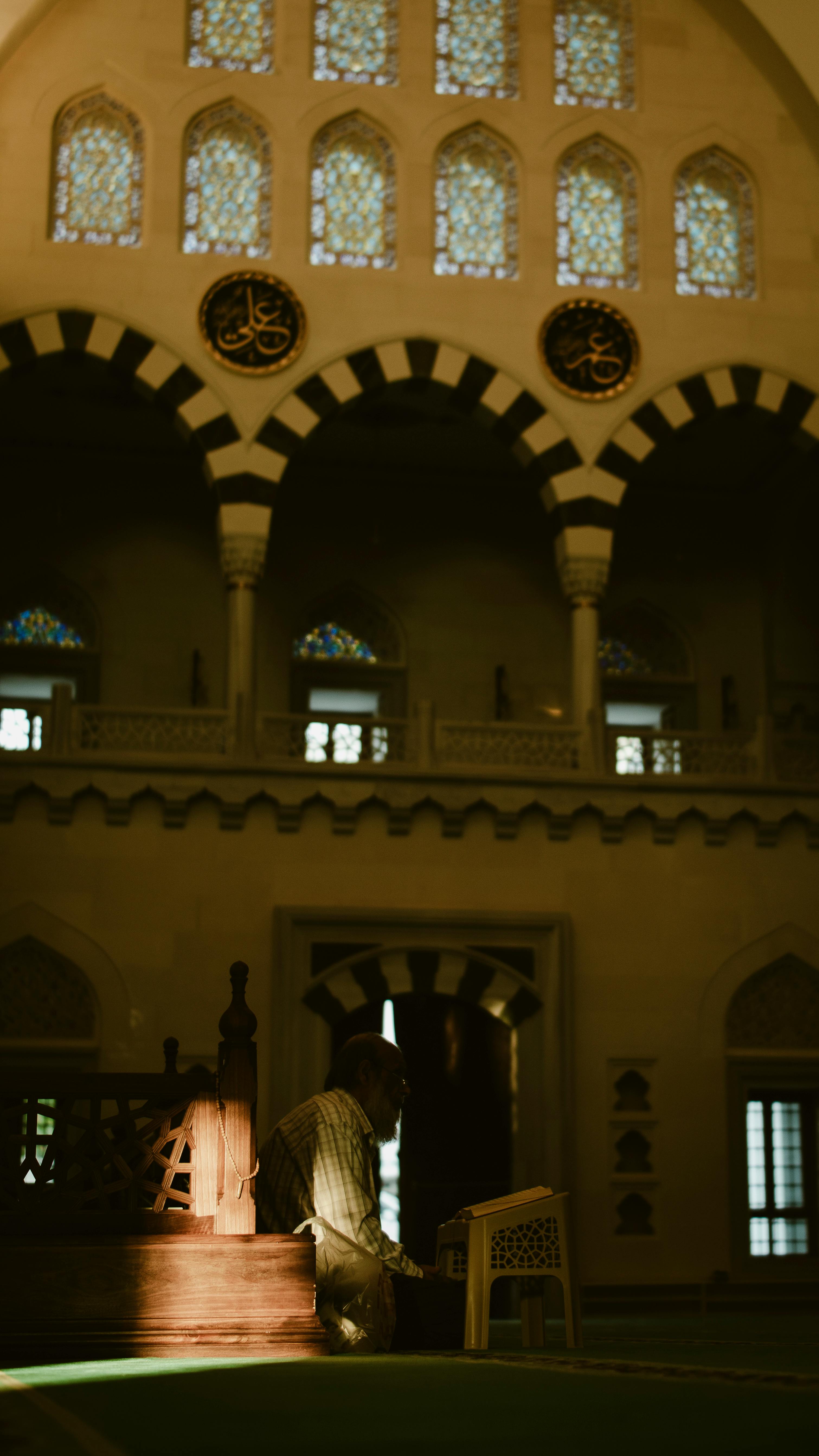Dark Interior of a Mosque · Free Stock Photo