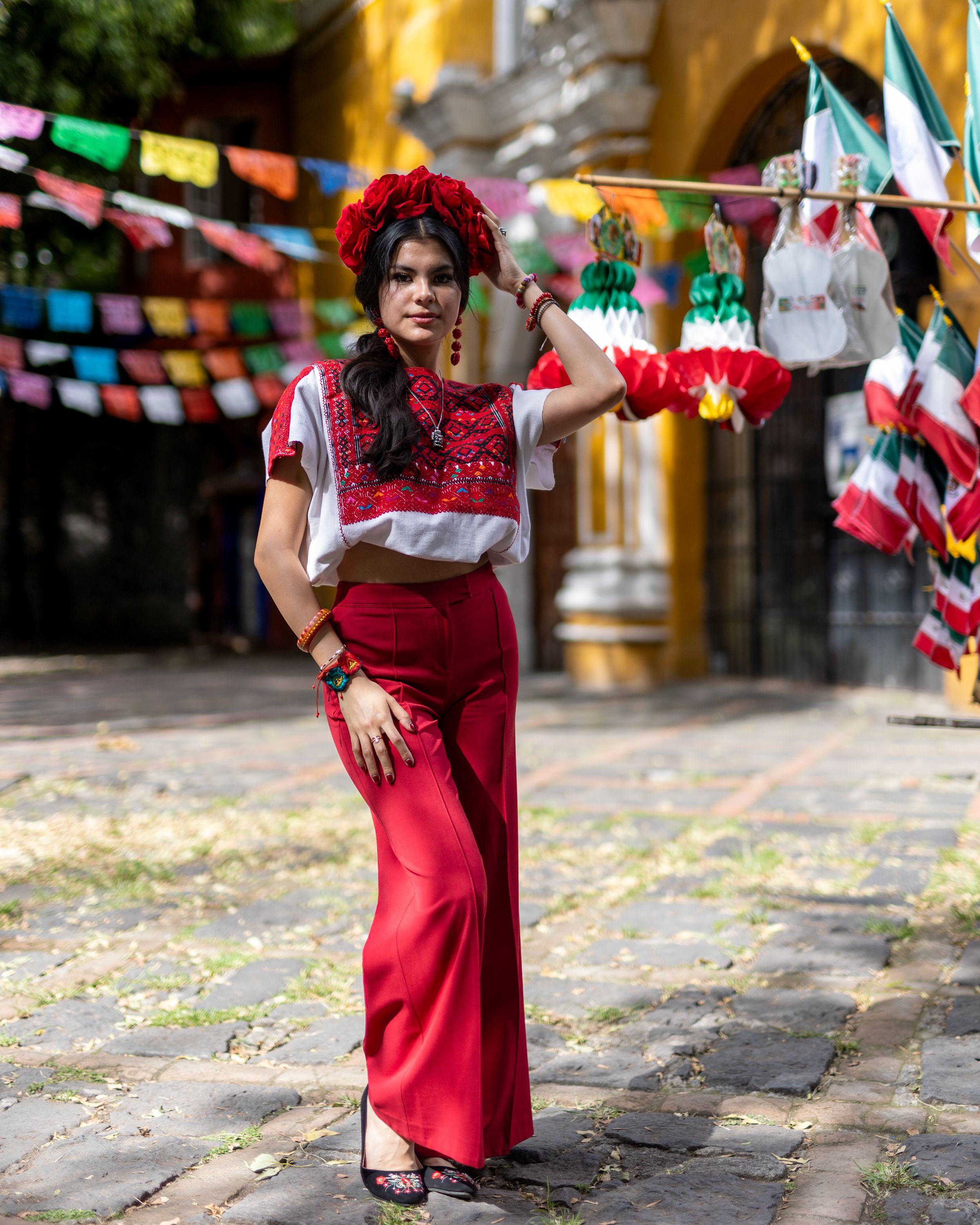 A woman in mexican clothing poses for a photo · Free Stock Photo