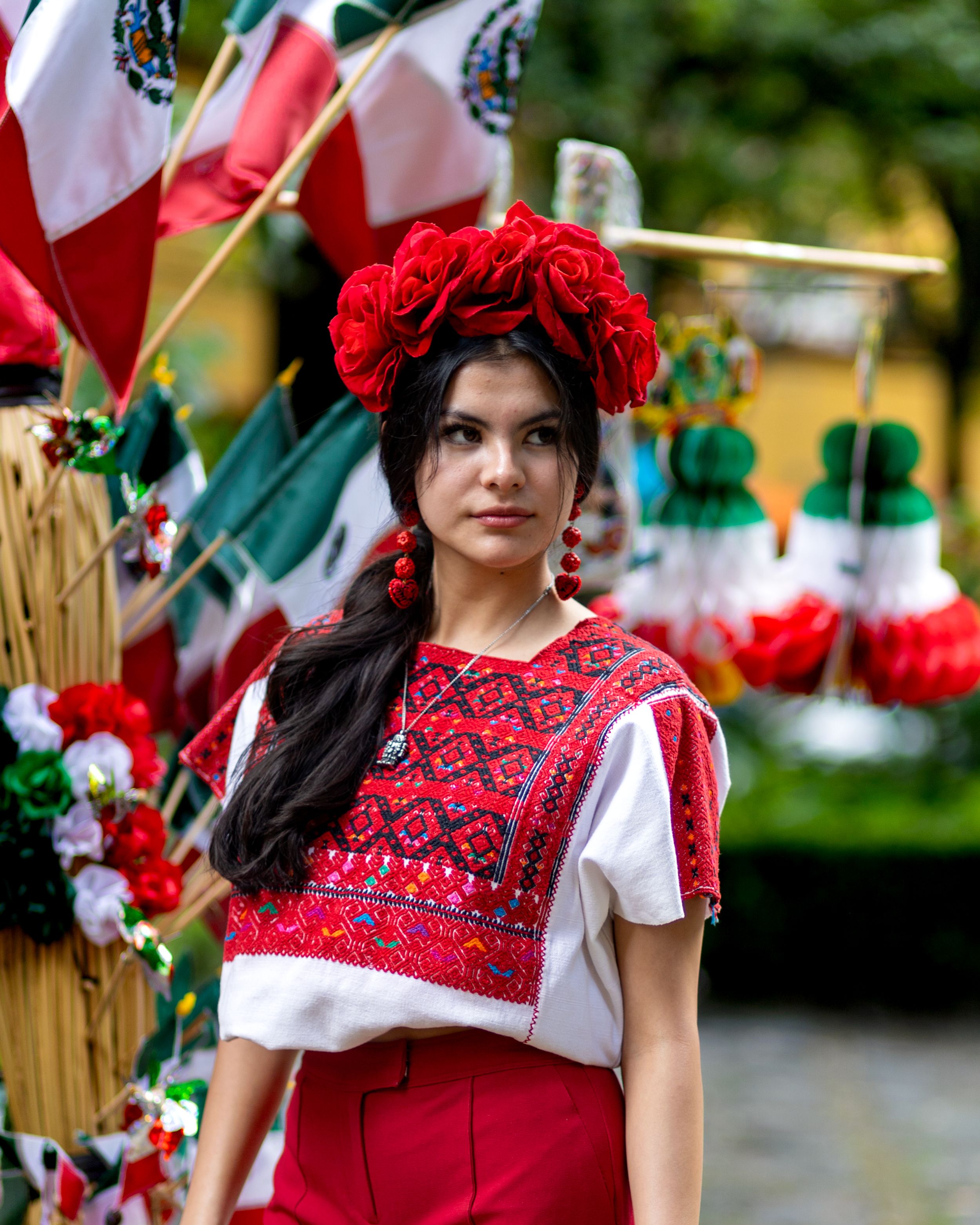 A woman in mexican clothing poses for a photo · Free Stock Photo
