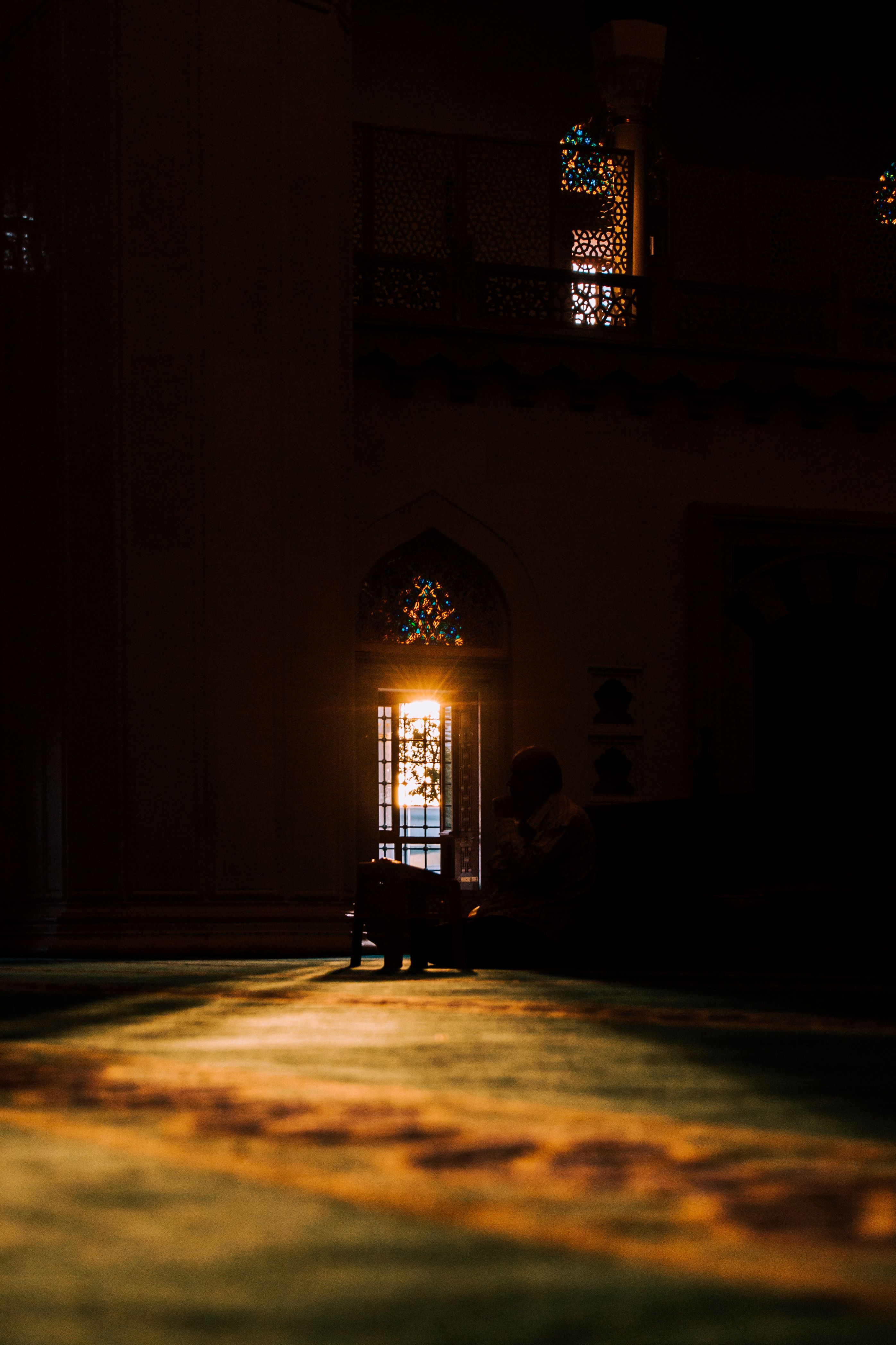 Dark Interior of a Mosque · Free Stock Photo