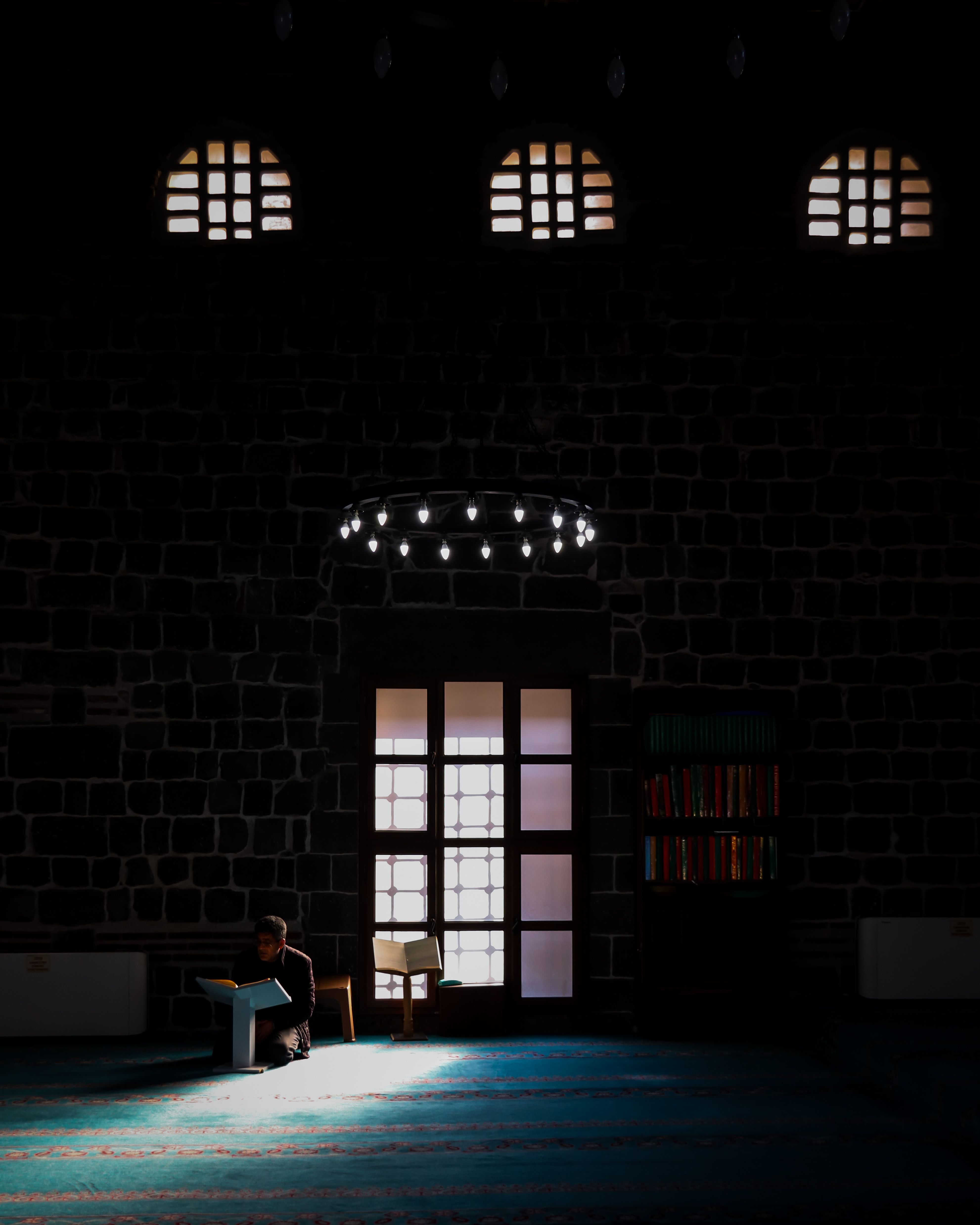 Dark Interior of a Mosque · Free Stock Photo