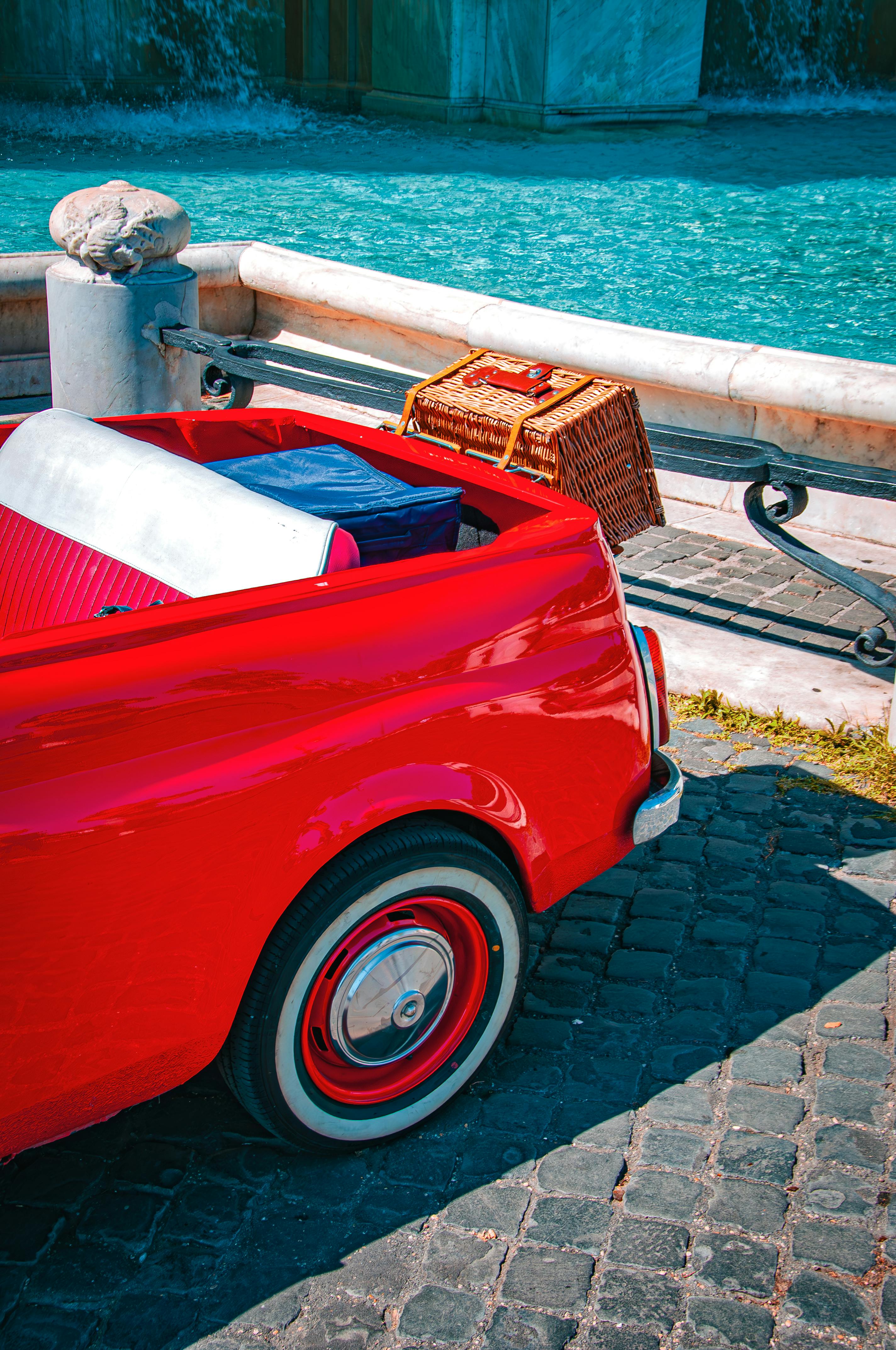 Back of Red Old-fashioned Convertible Car · Free Stock Photo