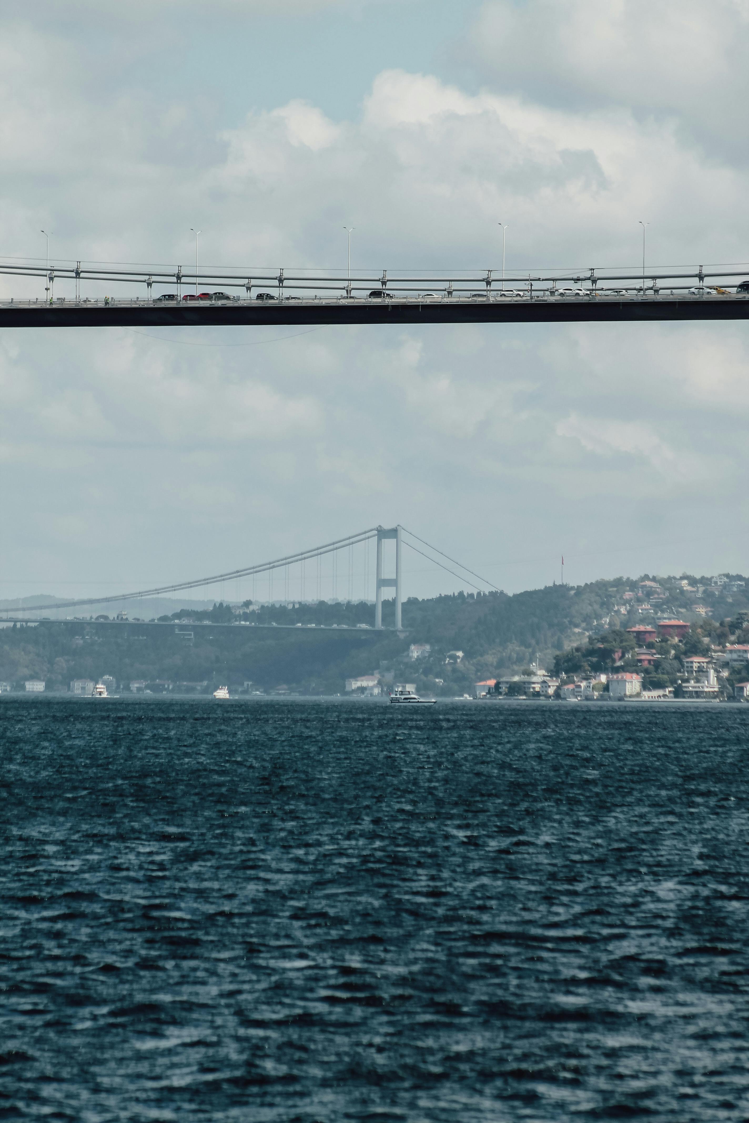 Aerial View of the Golden Horn Bridge over the Bosphorus Strait and ...