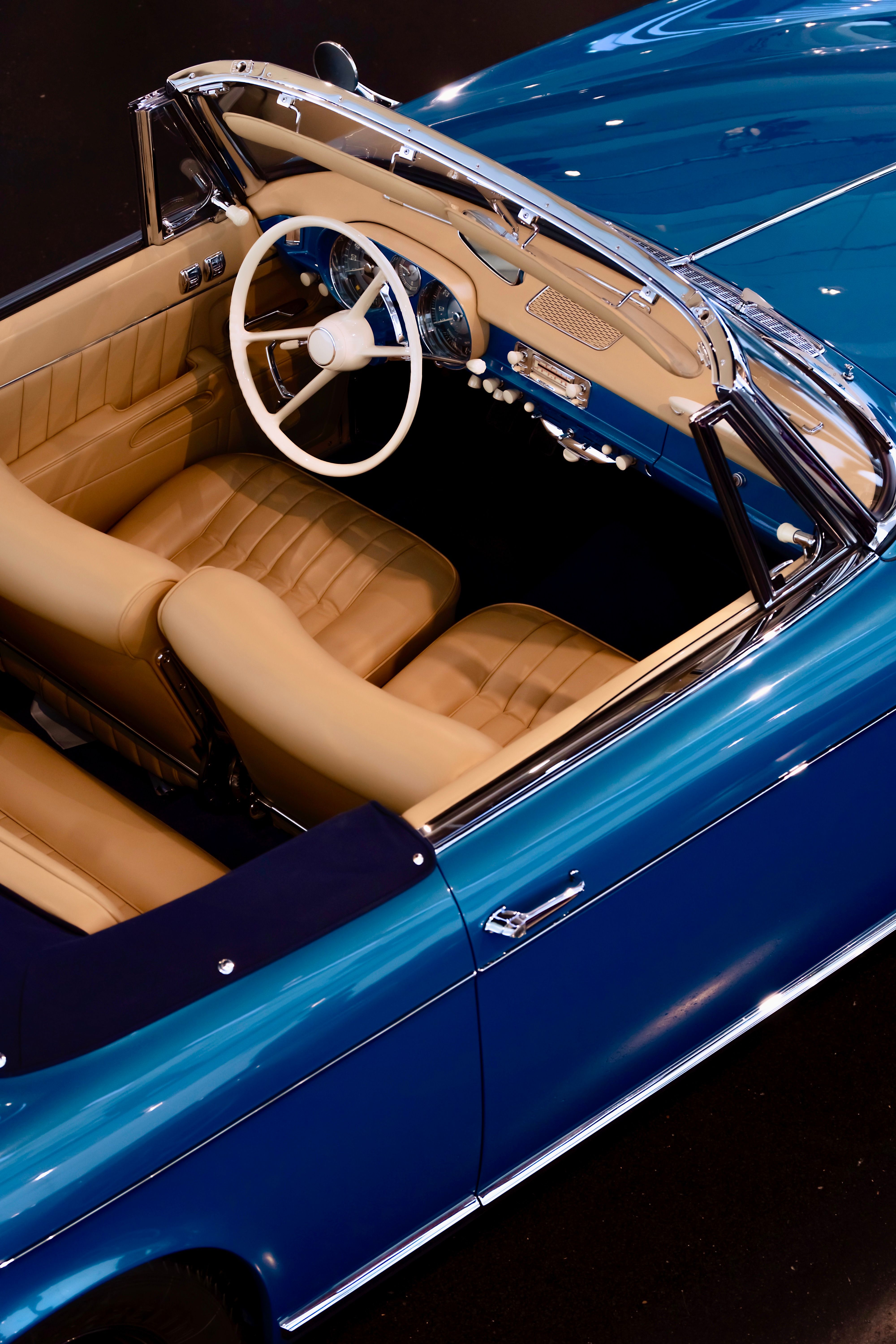 Classic Blue BMW 503 Convertible with Beige Leather Upholstery · Free ...