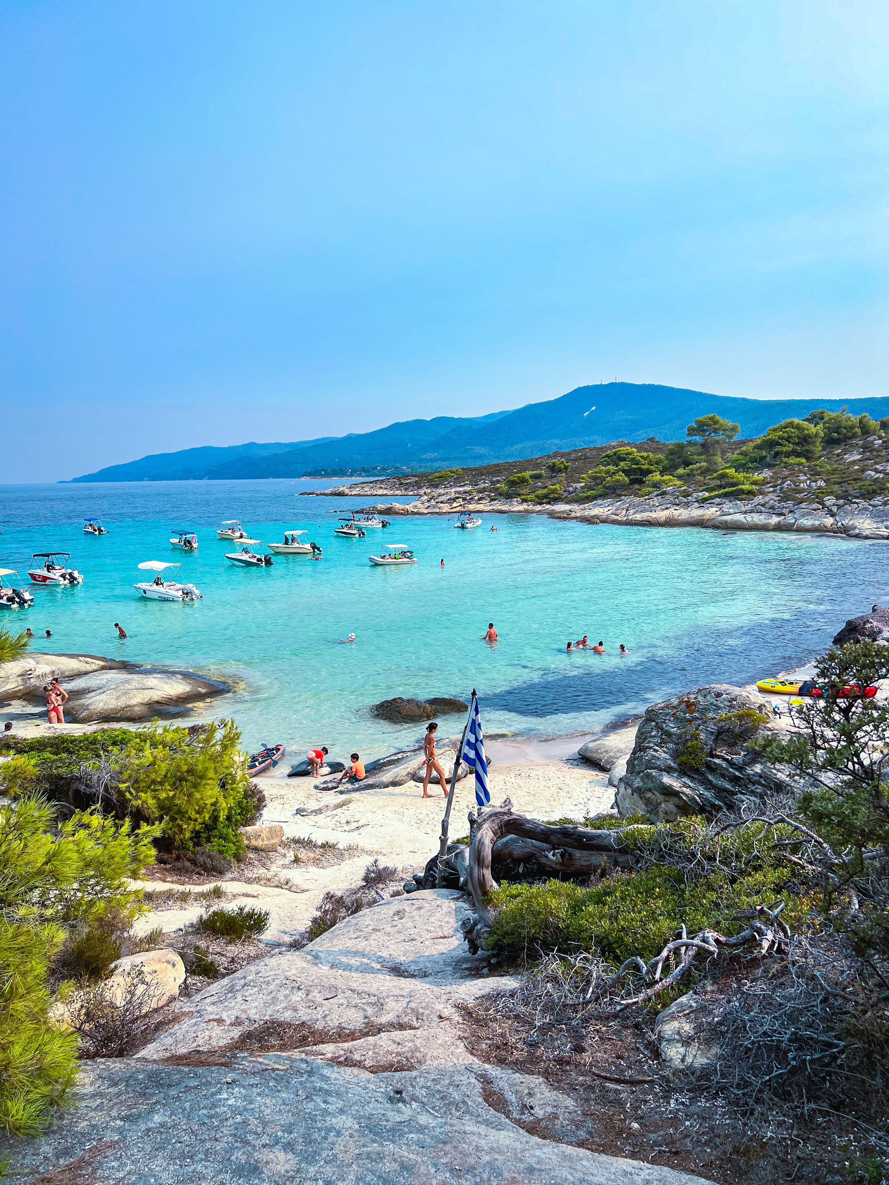 Boats Moored by Myrsini Beach on Diaporos Island Greece · Free Stock Photo