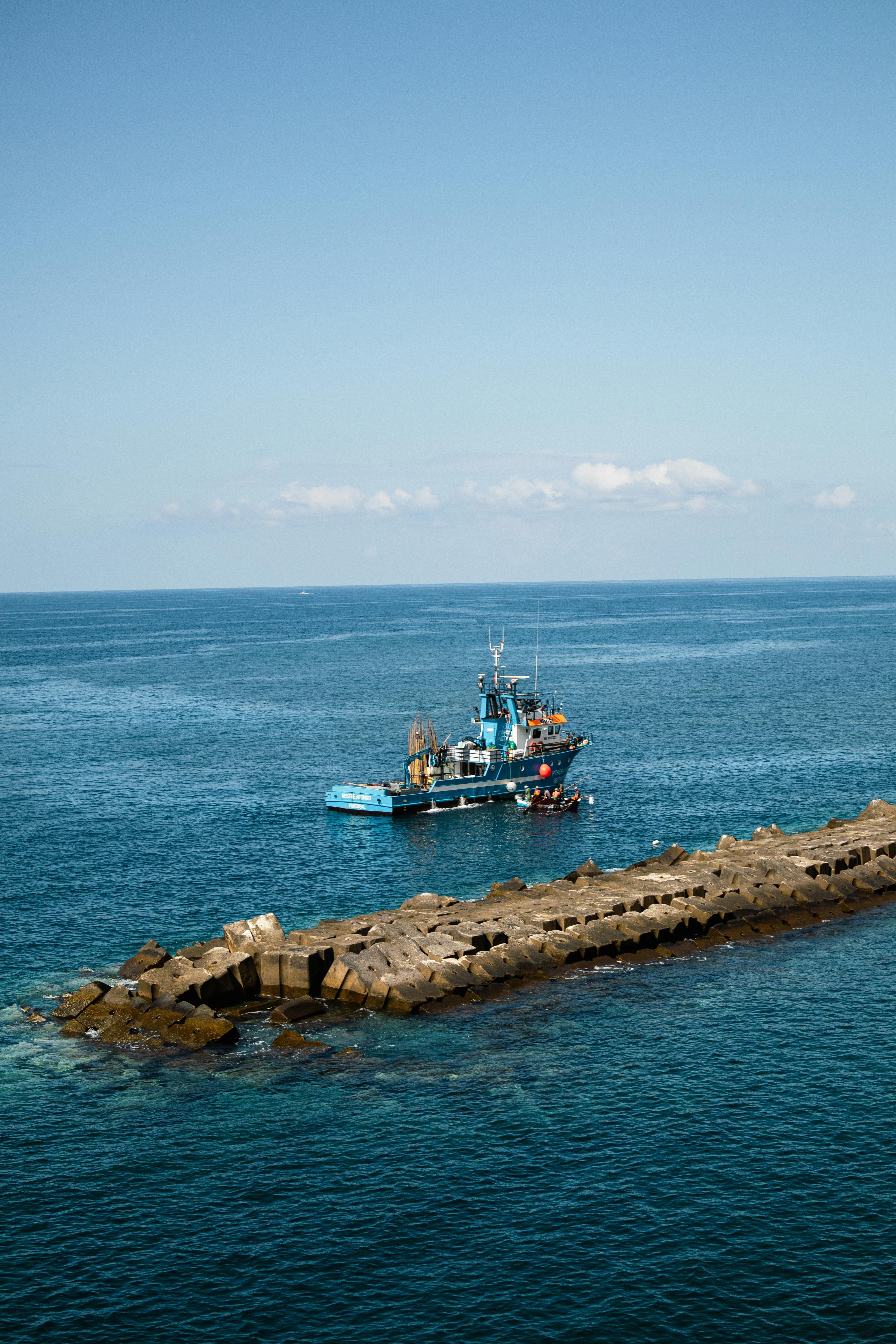 Aerial View of a Fishing Vessel near the Shore · Free Stock Photo