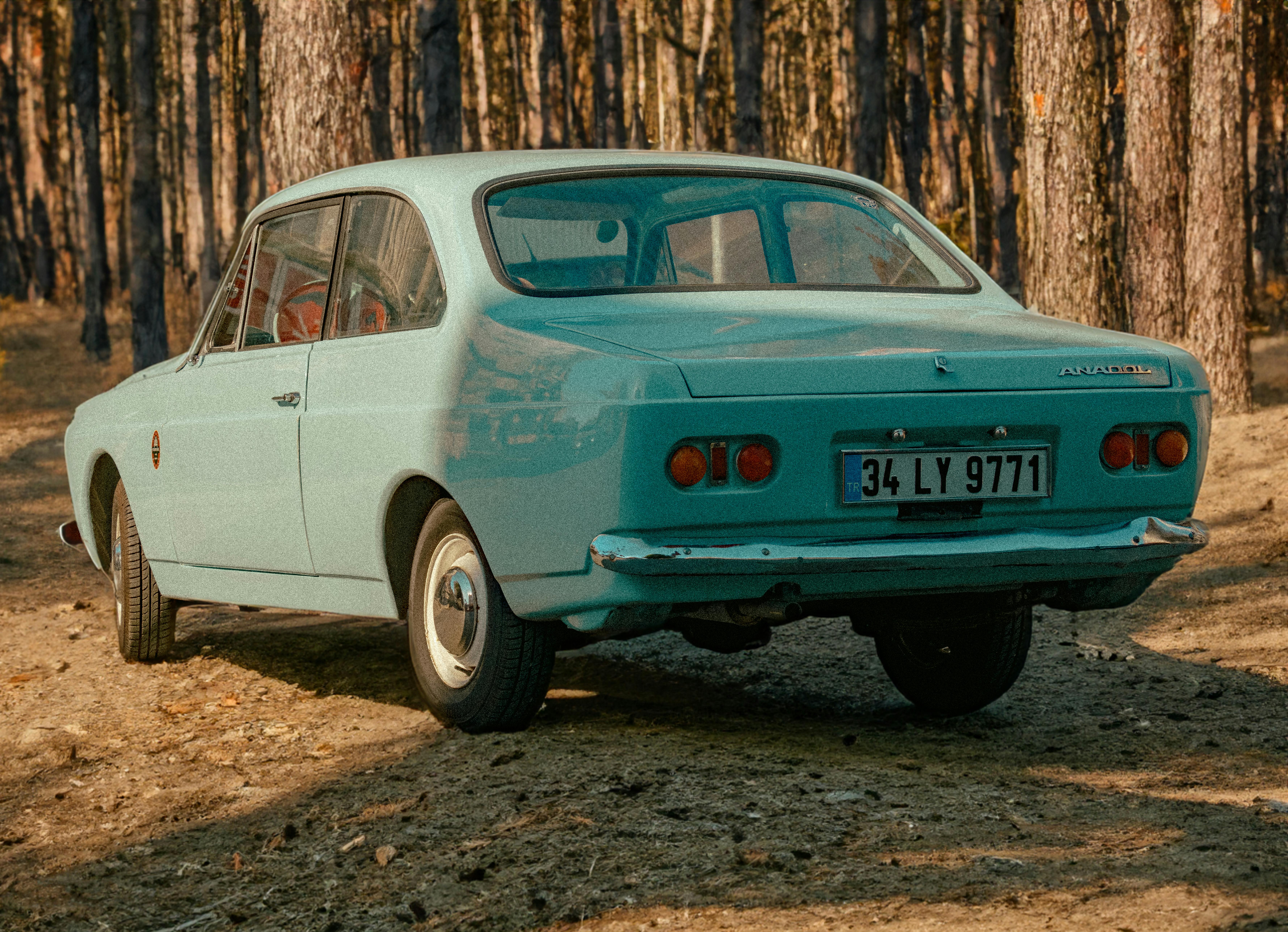 Blue Vintage Anadol A1 Car Parked in a Forest · Free Stock Photo