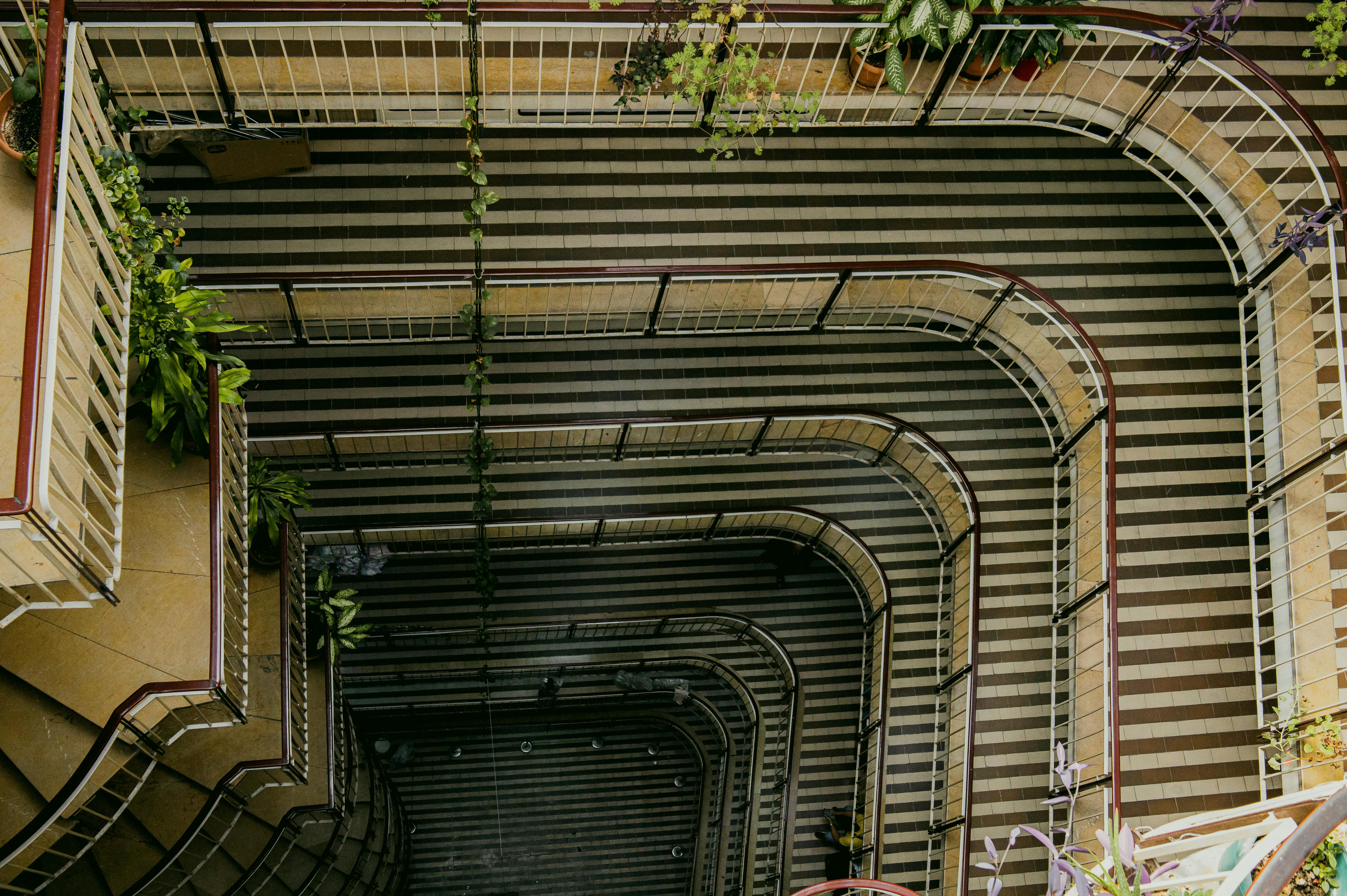 Inner Yard Balconies and Spiral Stairway of Diri Han Building in ...