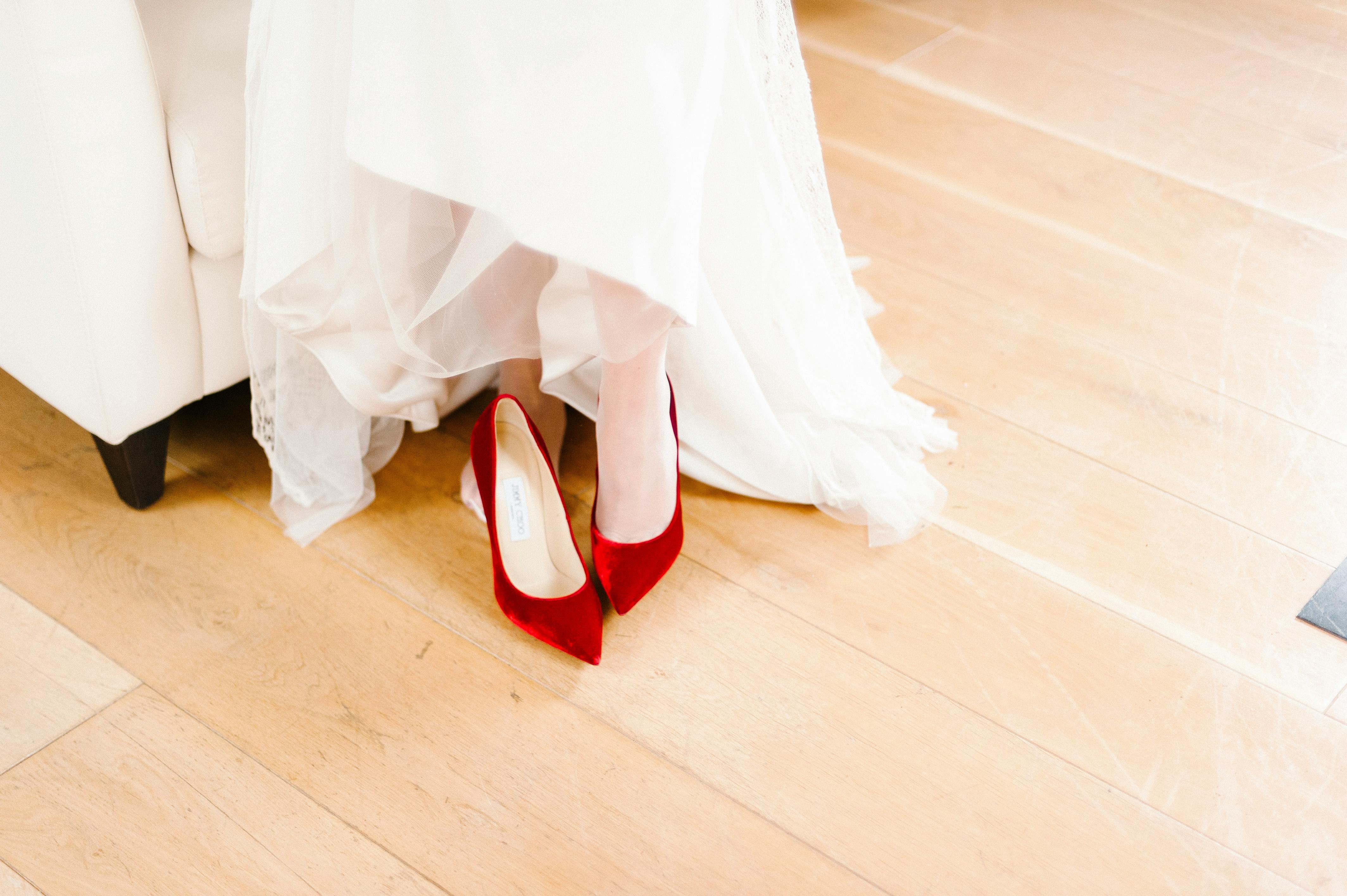 Close up of Woman Wedding Dress and High Heels · Free Stock Photo
