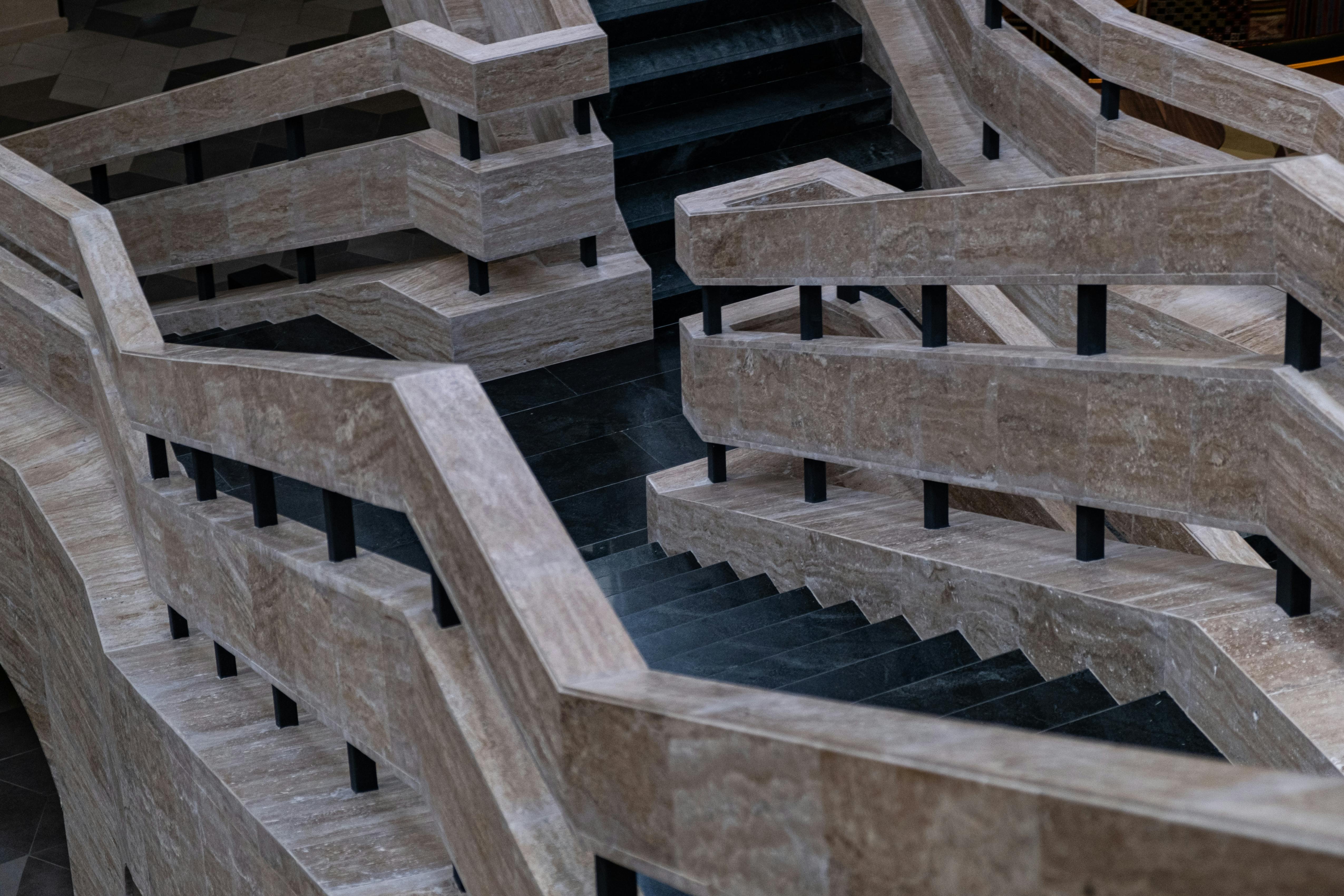 Wooden Handrails on Empty Stairs · Free Stock Photo