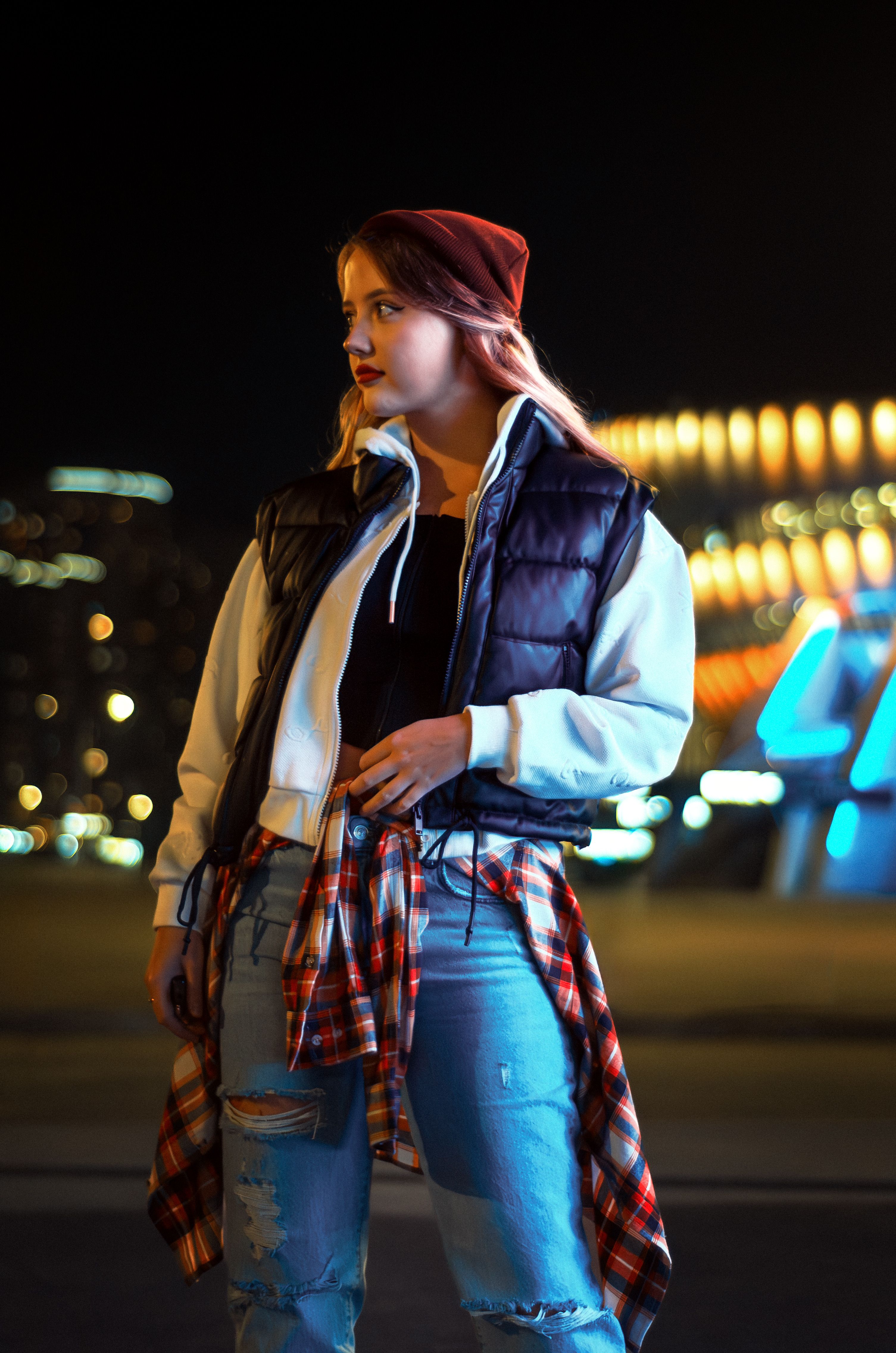 Model Posing at Night · Free Stock Photo