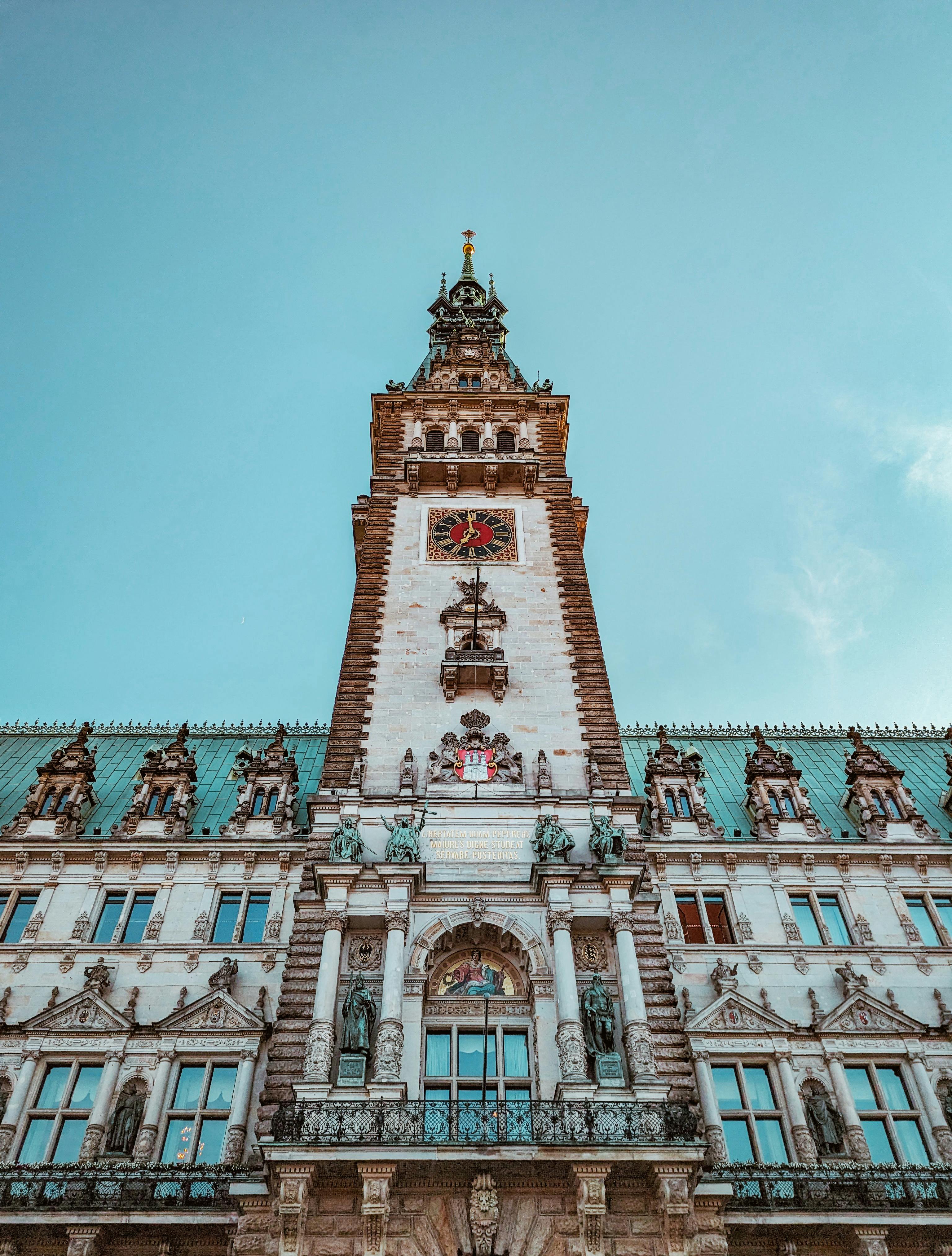 Clock Tower of the Hamburg Townhall · Free Stock Photo