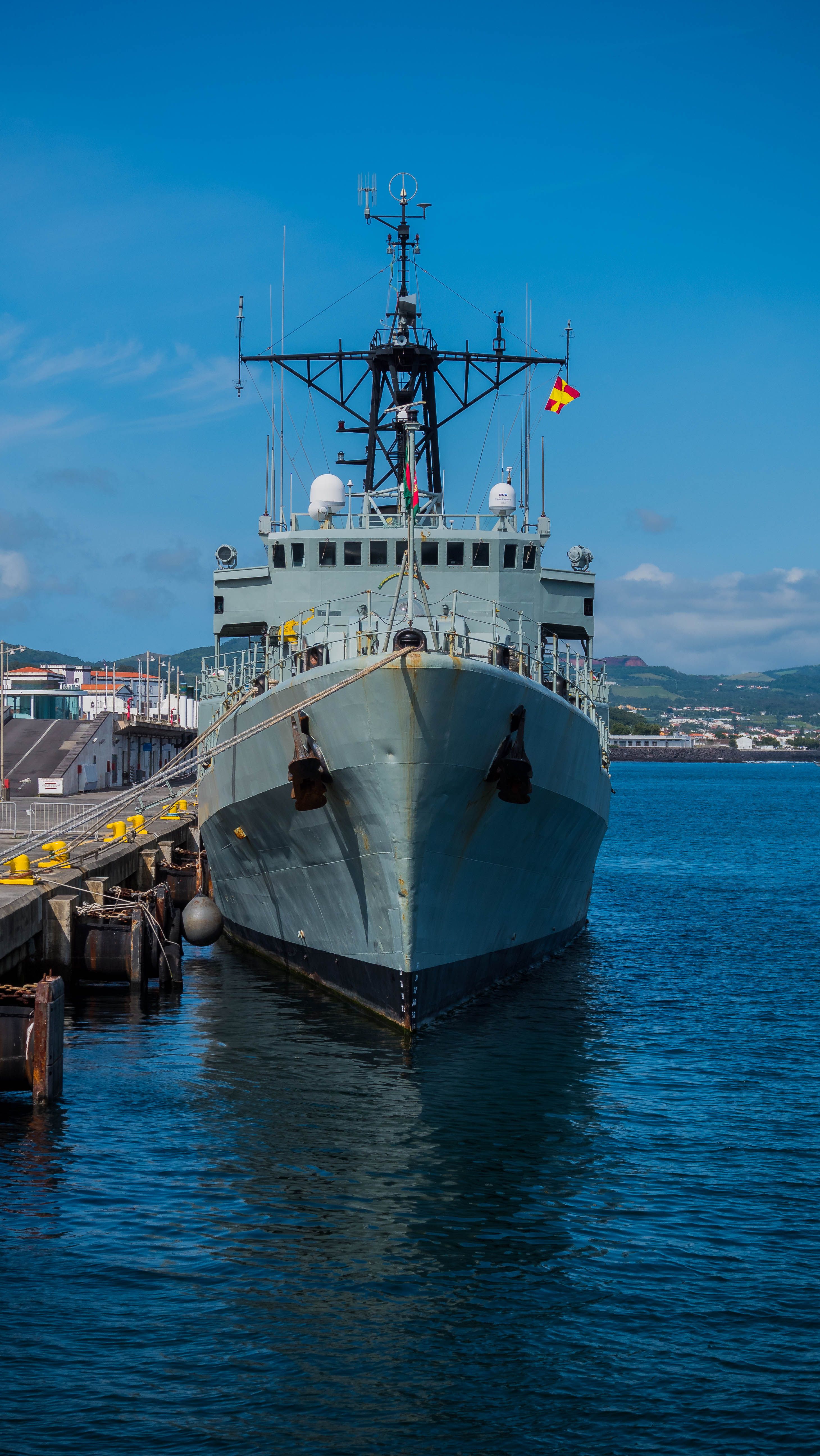 Military Ship Moored on Pier · Free Stock Photo