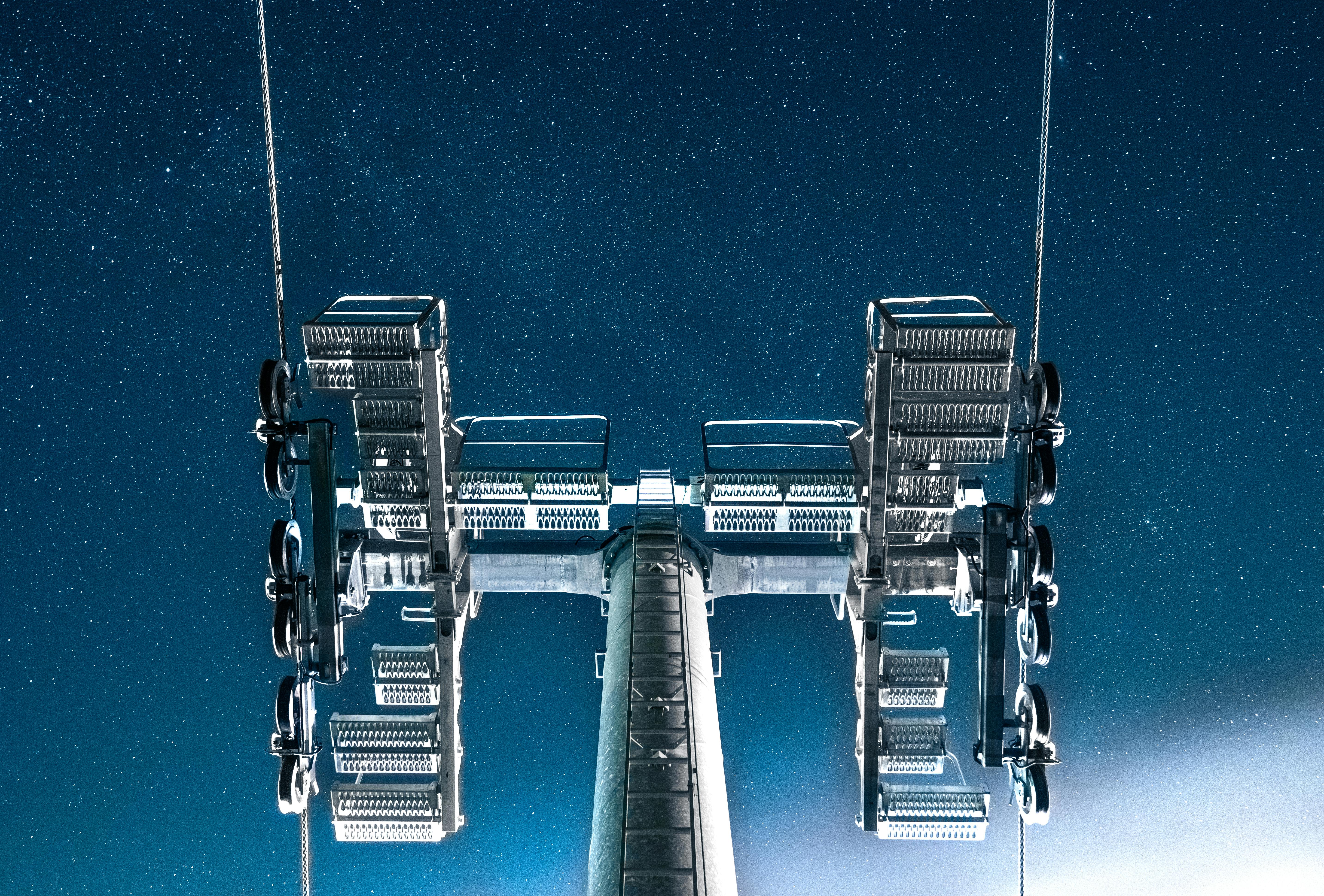 Clear Sky with Stars over Cable Car Pole and Platform at Night · Free ...