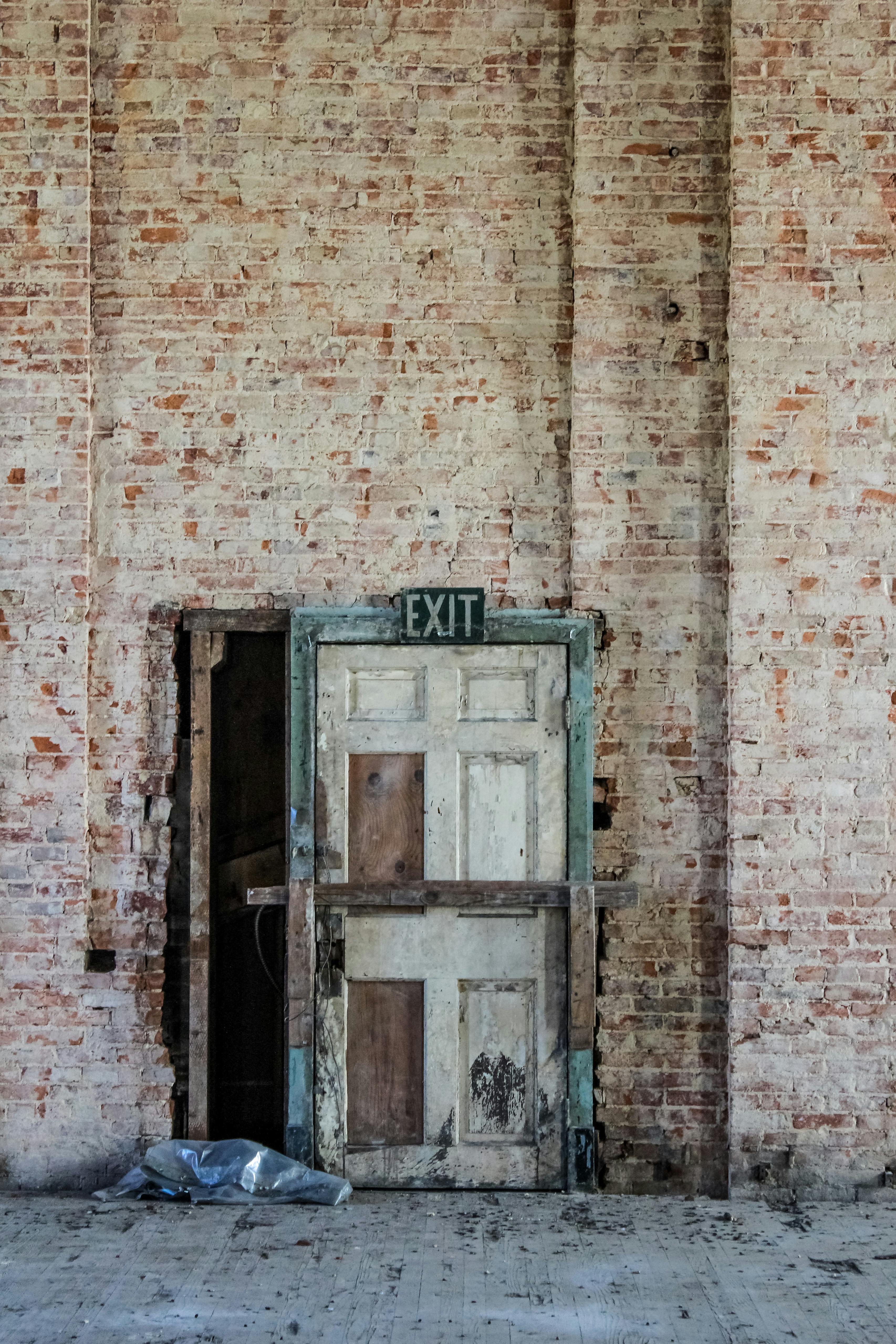 Barricaded Old Emergency Exit Door in an Abandoned Building · Free ...