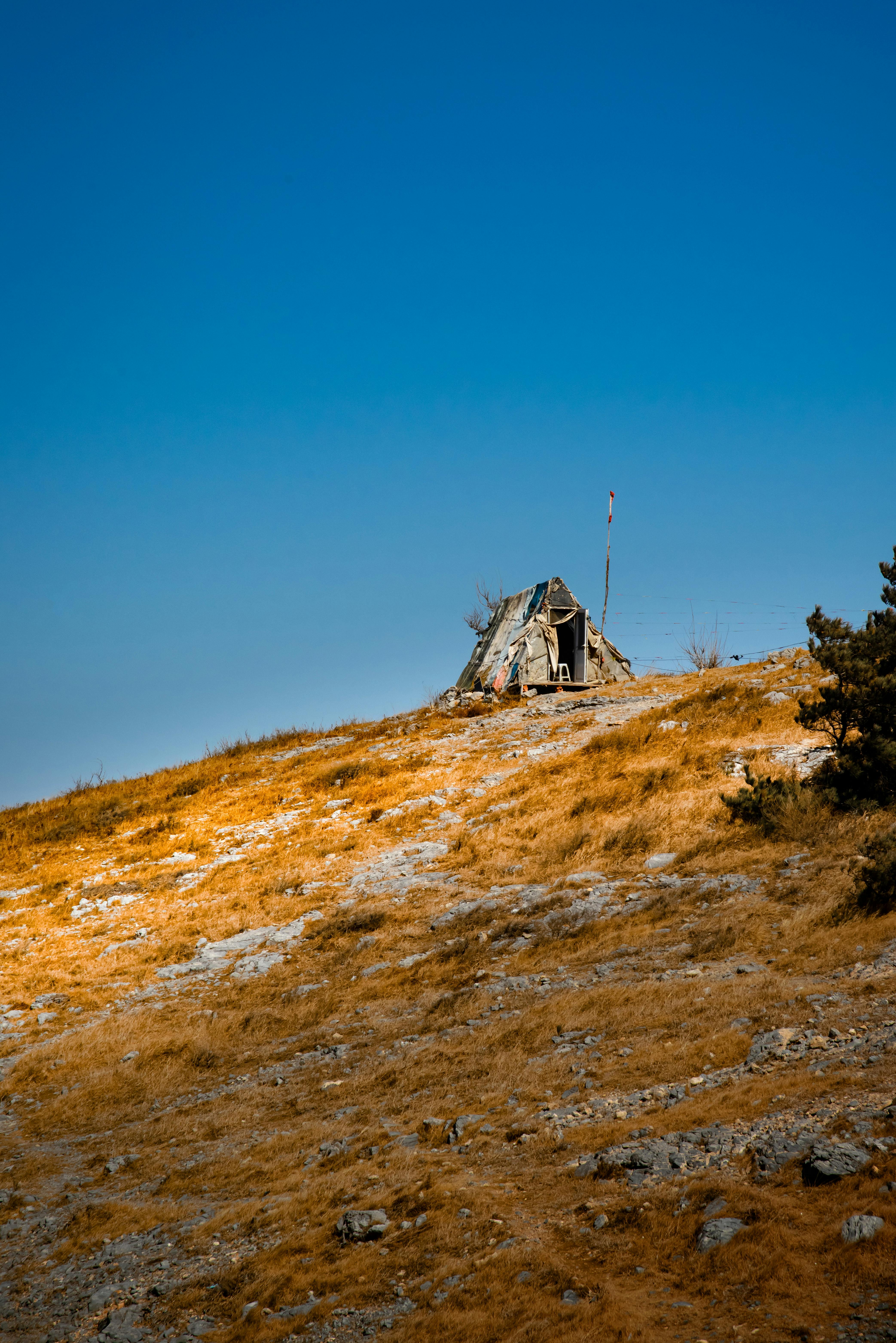 Wooden Hut on a Mountain Slope · Free Stock Photo