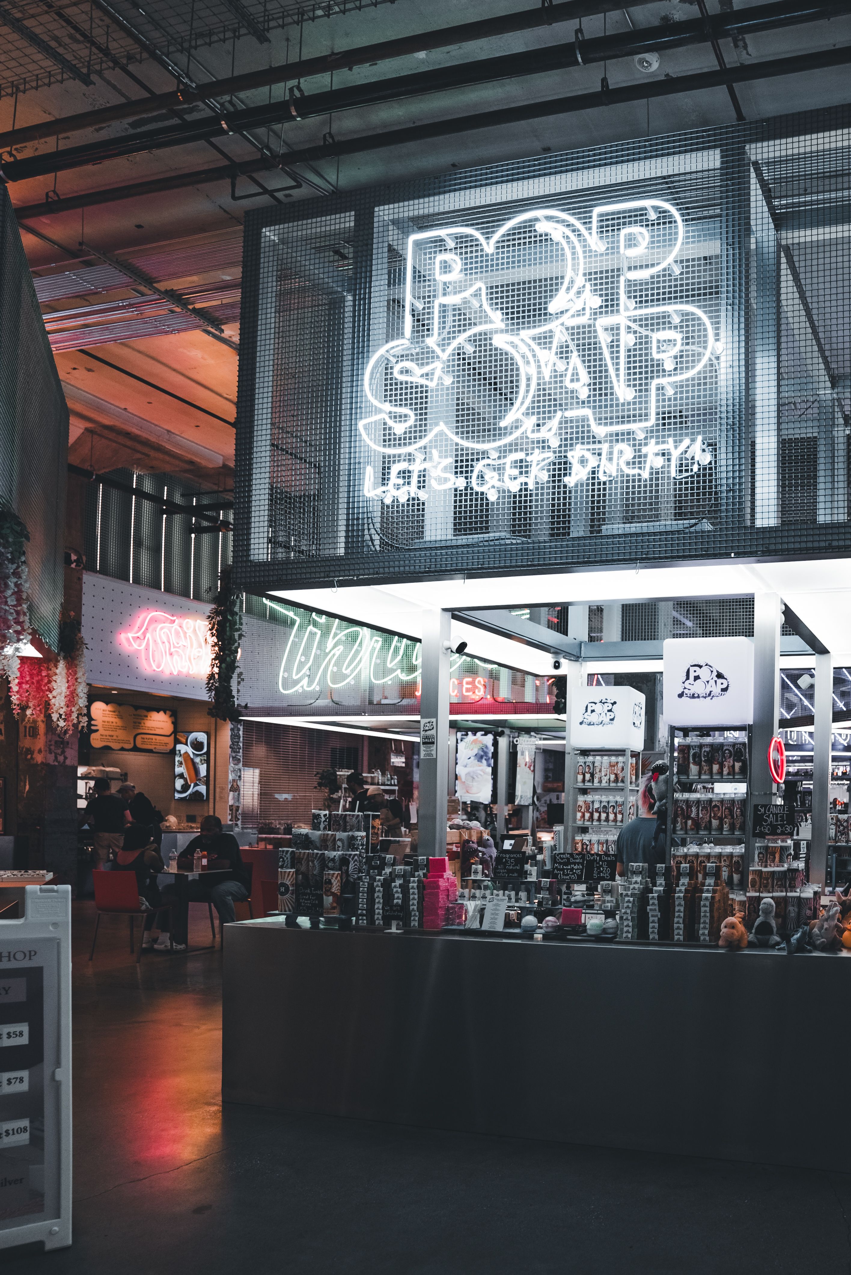 Neon over Counter in Food Bar at Night · Free Stock Photo