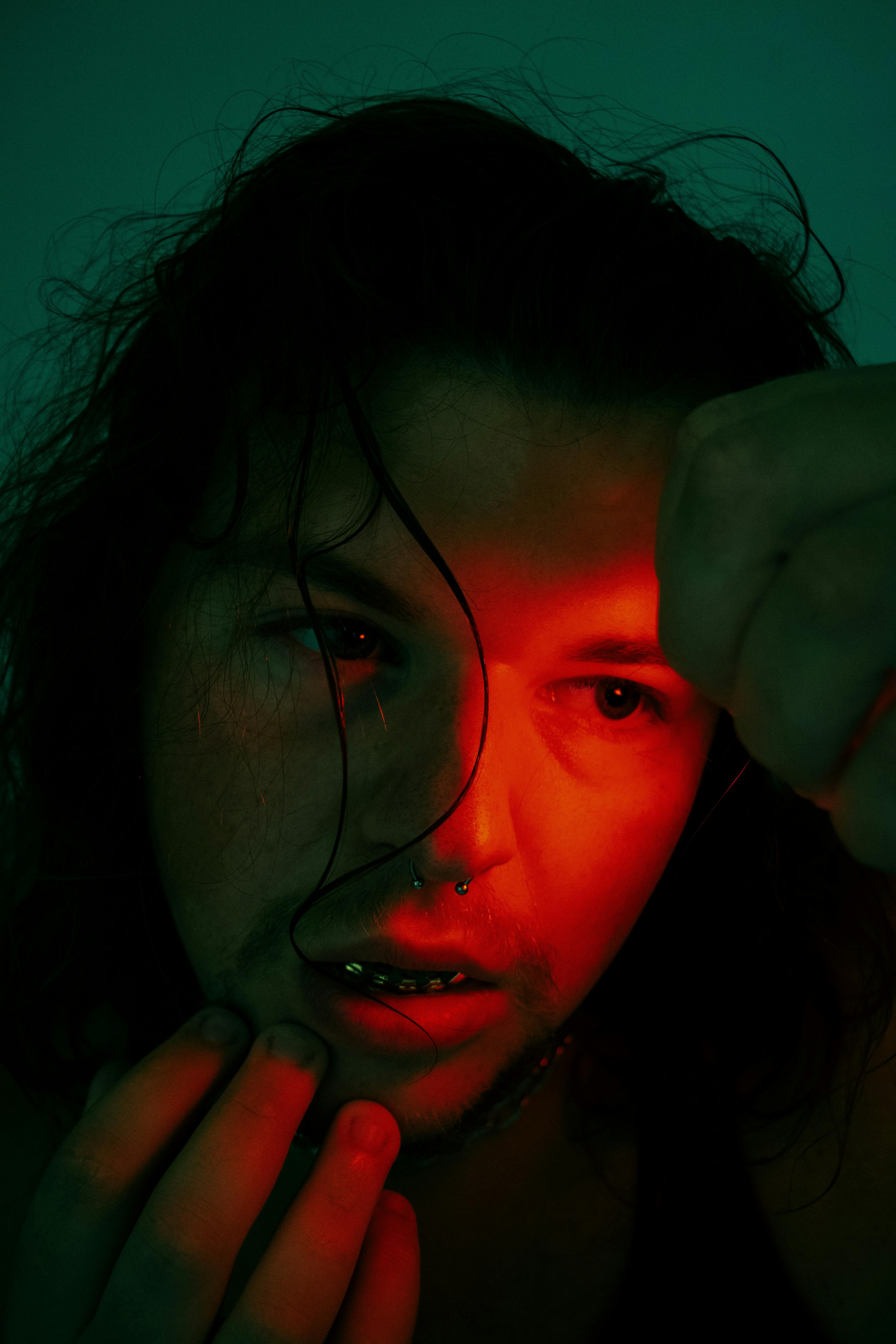 Portrait of a Man in Red Light · Free Stock Photo