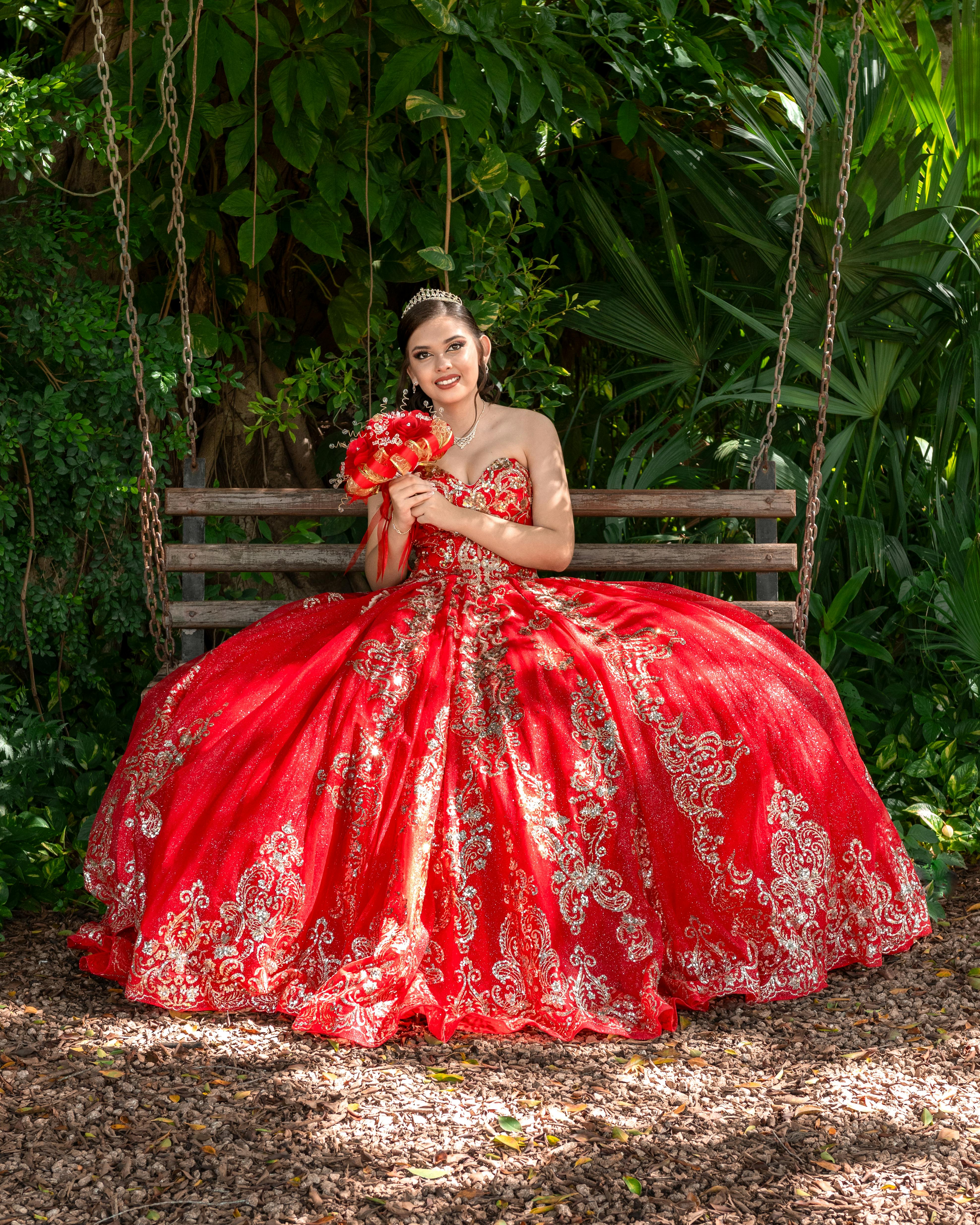 Woman in Red Dress Sitting on Bench · Free Stock Photo
