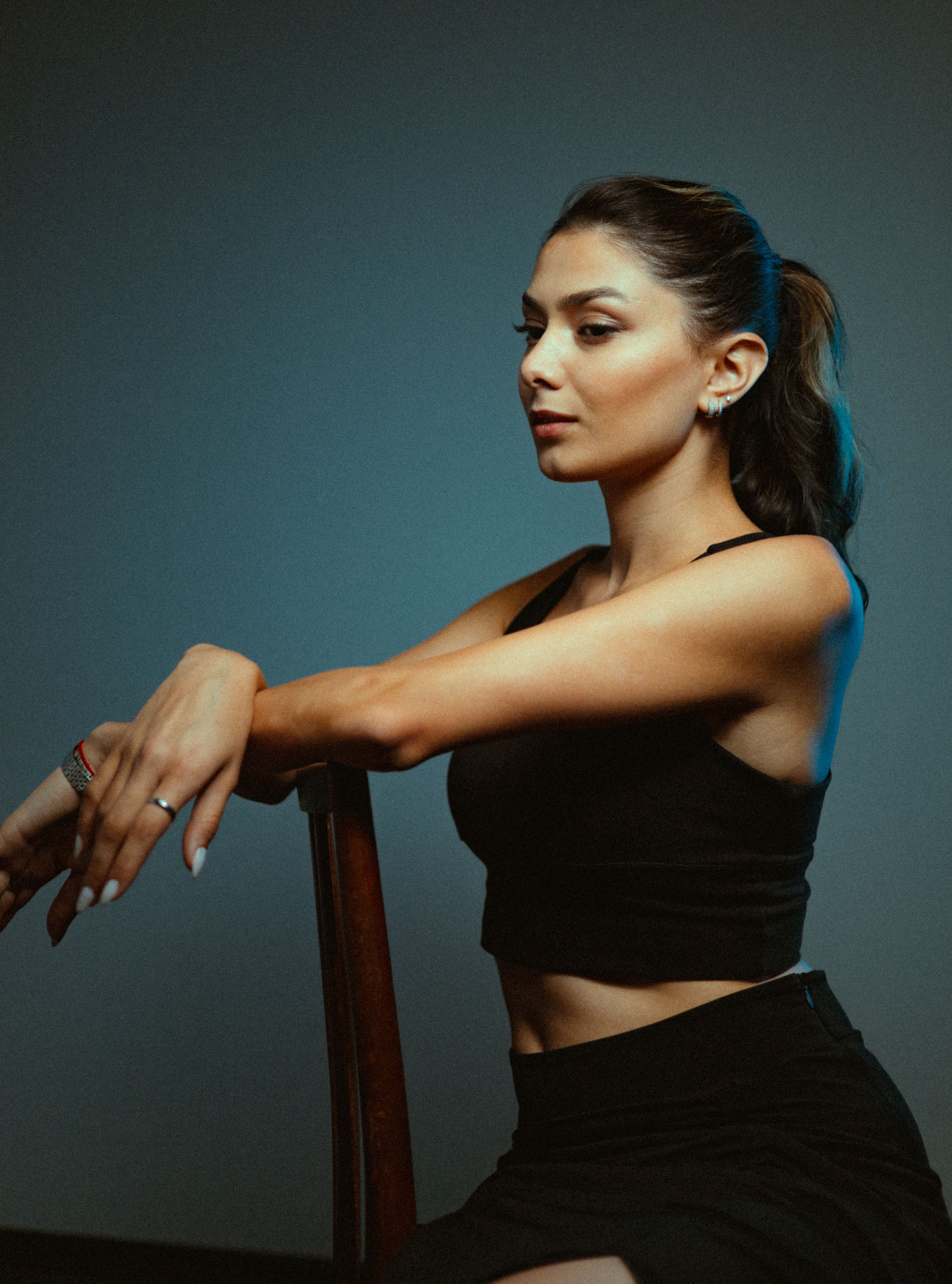 Portrait of a Female Model Wearing a Black Crop Top · Free Stock Photo